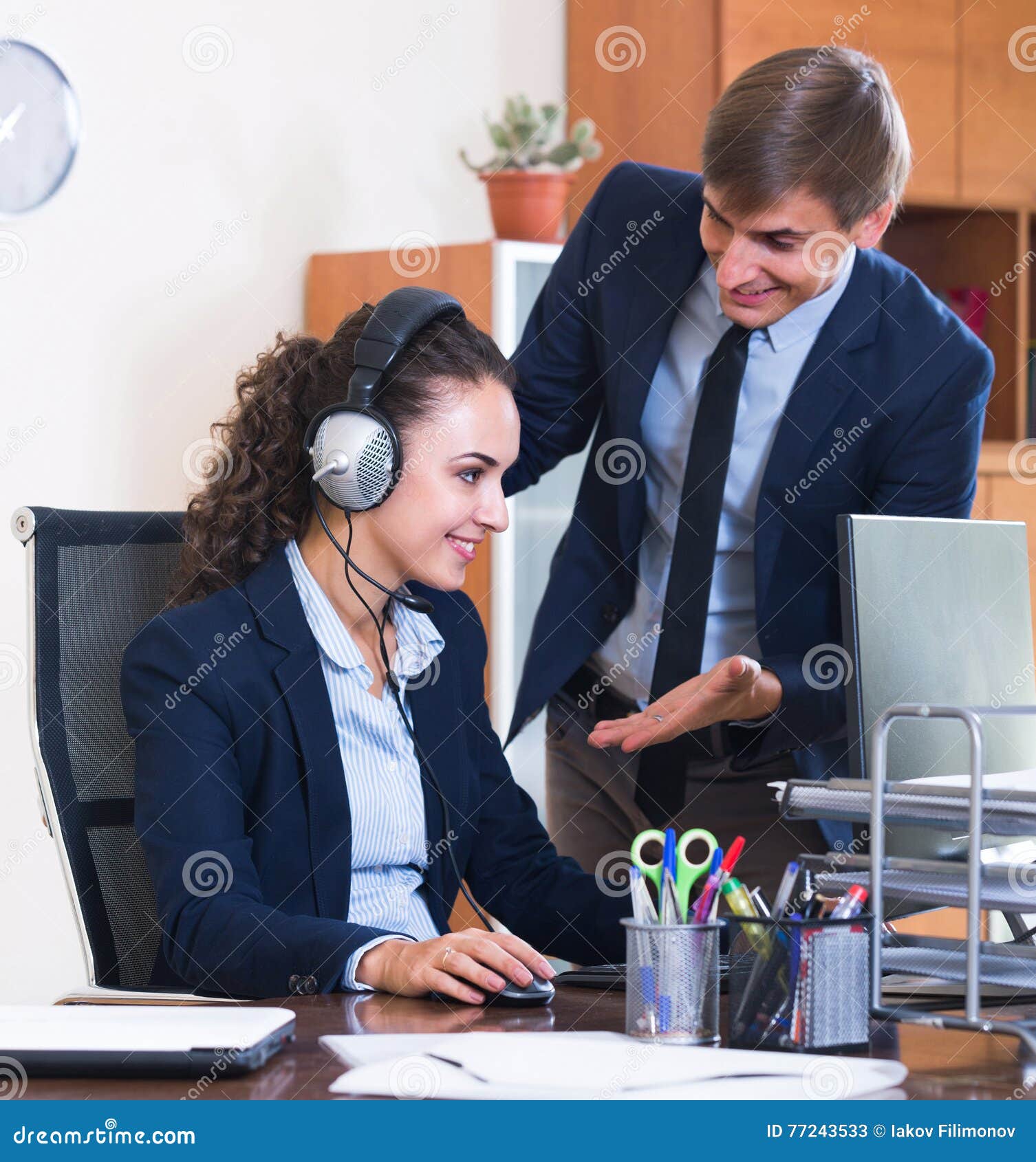 Manager Consulting Call Center Operator in Office Stock Image - Image ...