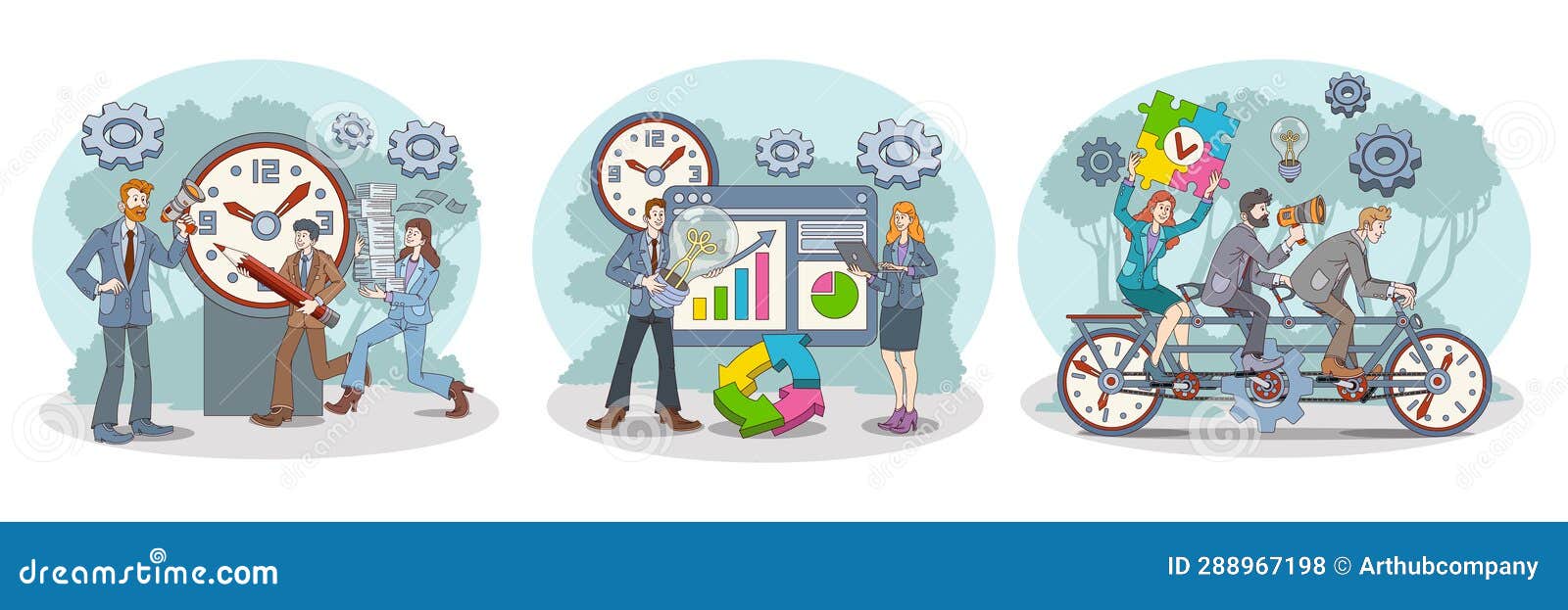 Manager Controlling Work Time. Female Making Presentation with Chart ...