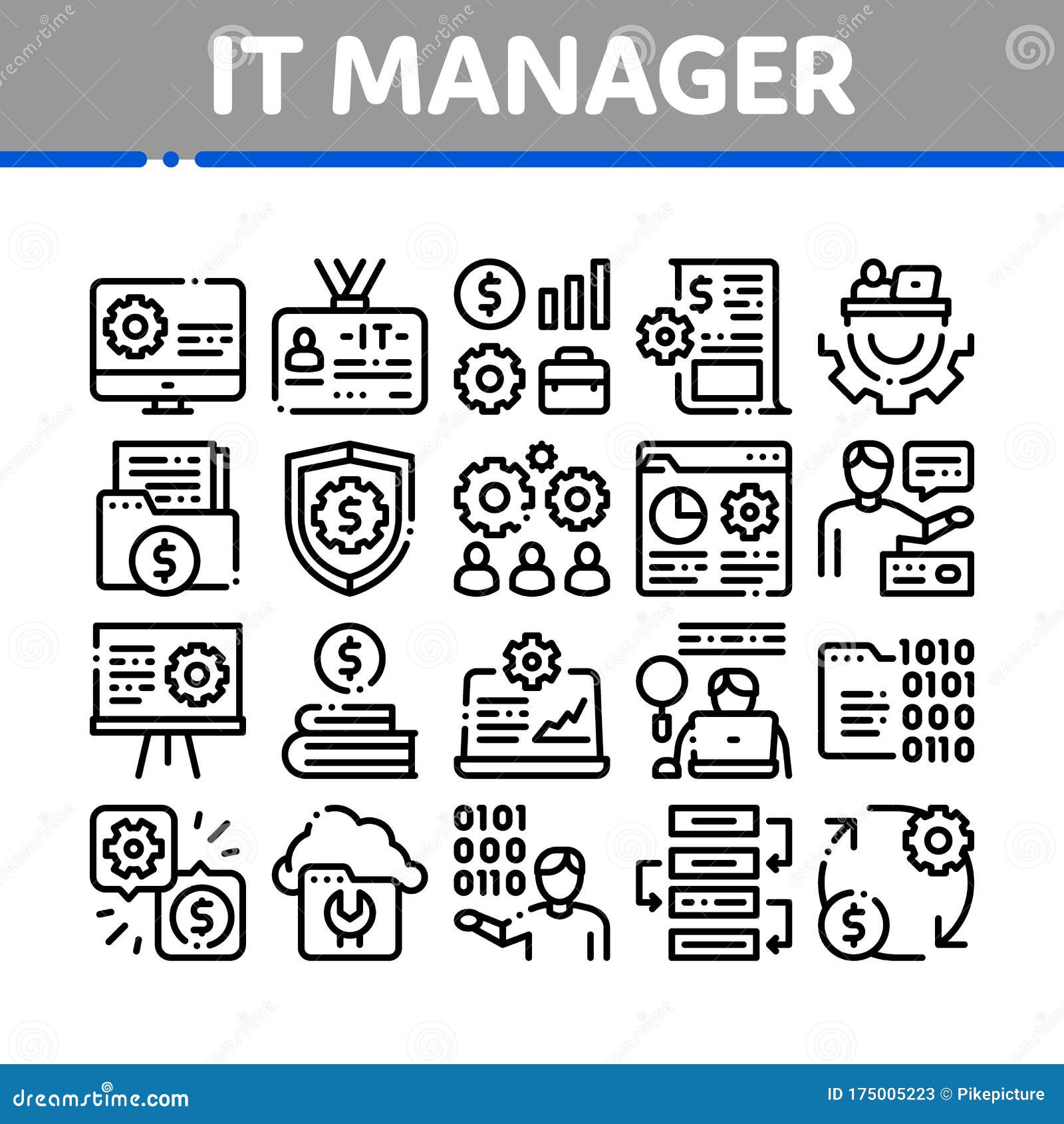 It Manager Developer Collection Icons Set Vector Stock Vector ...