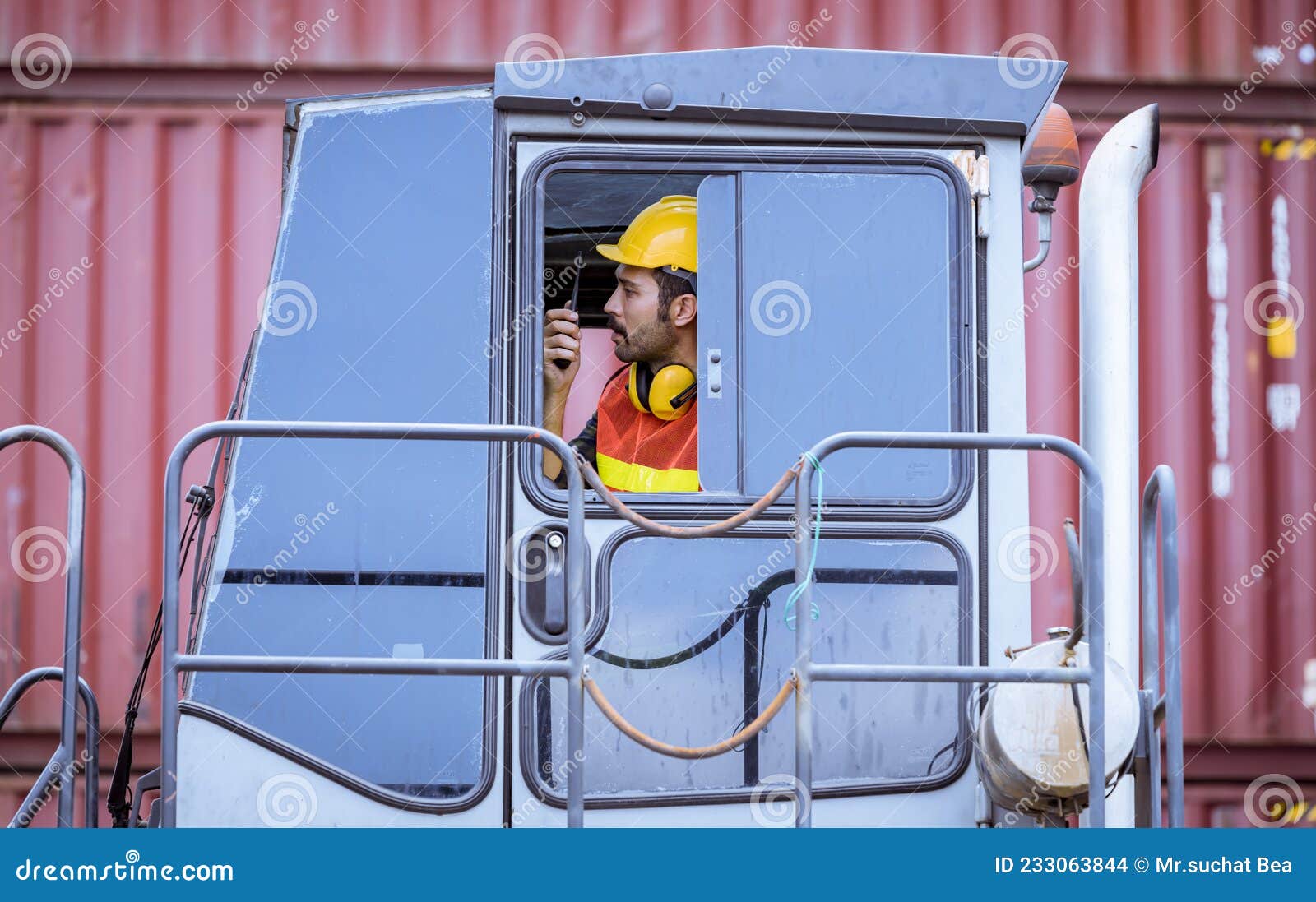 Manager and Dock Worker Under Discussion about Dock Container Shipping ...
