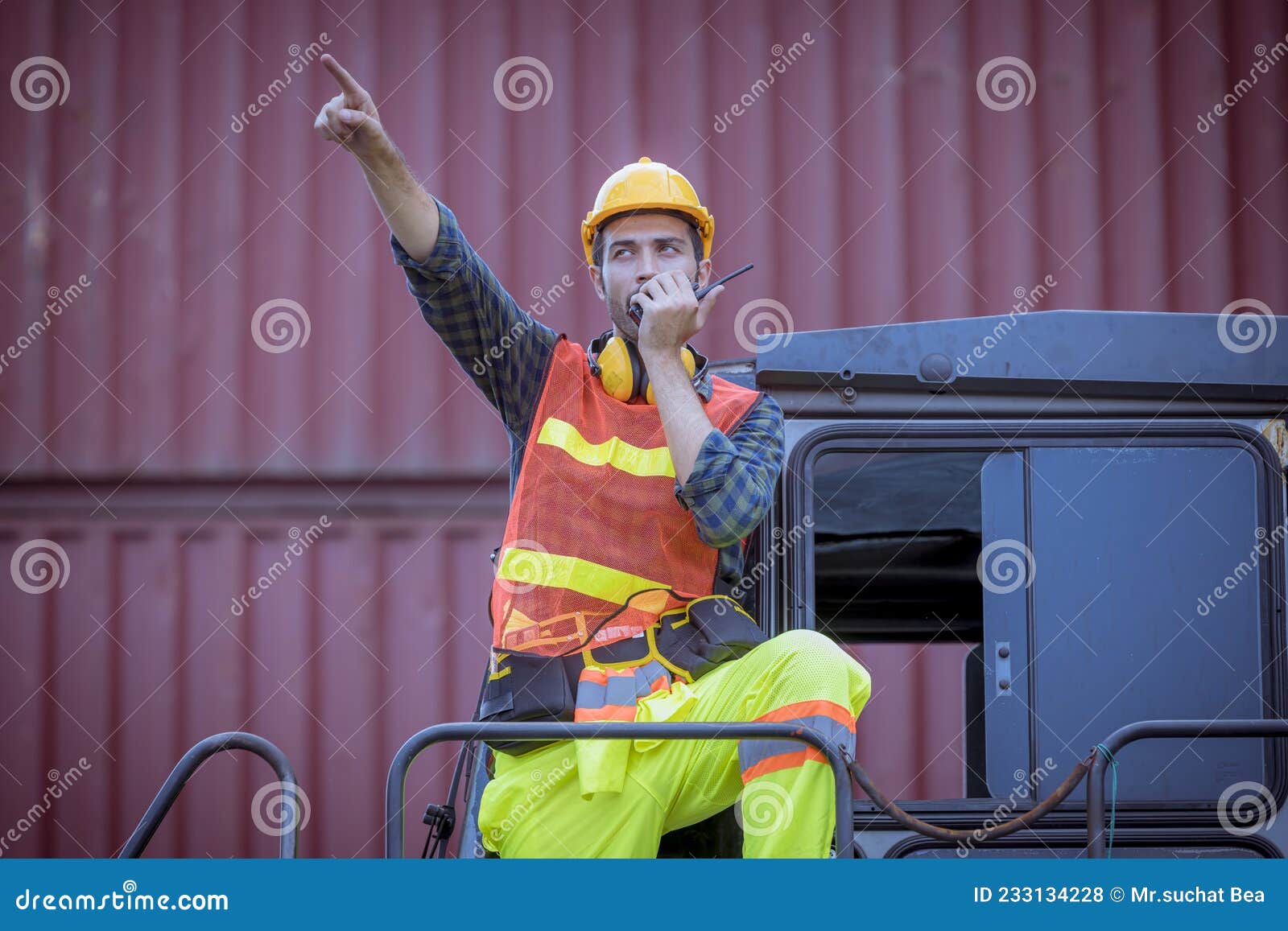 Manager and Dock Worker Under Discussion about Dock Container Shipping ...