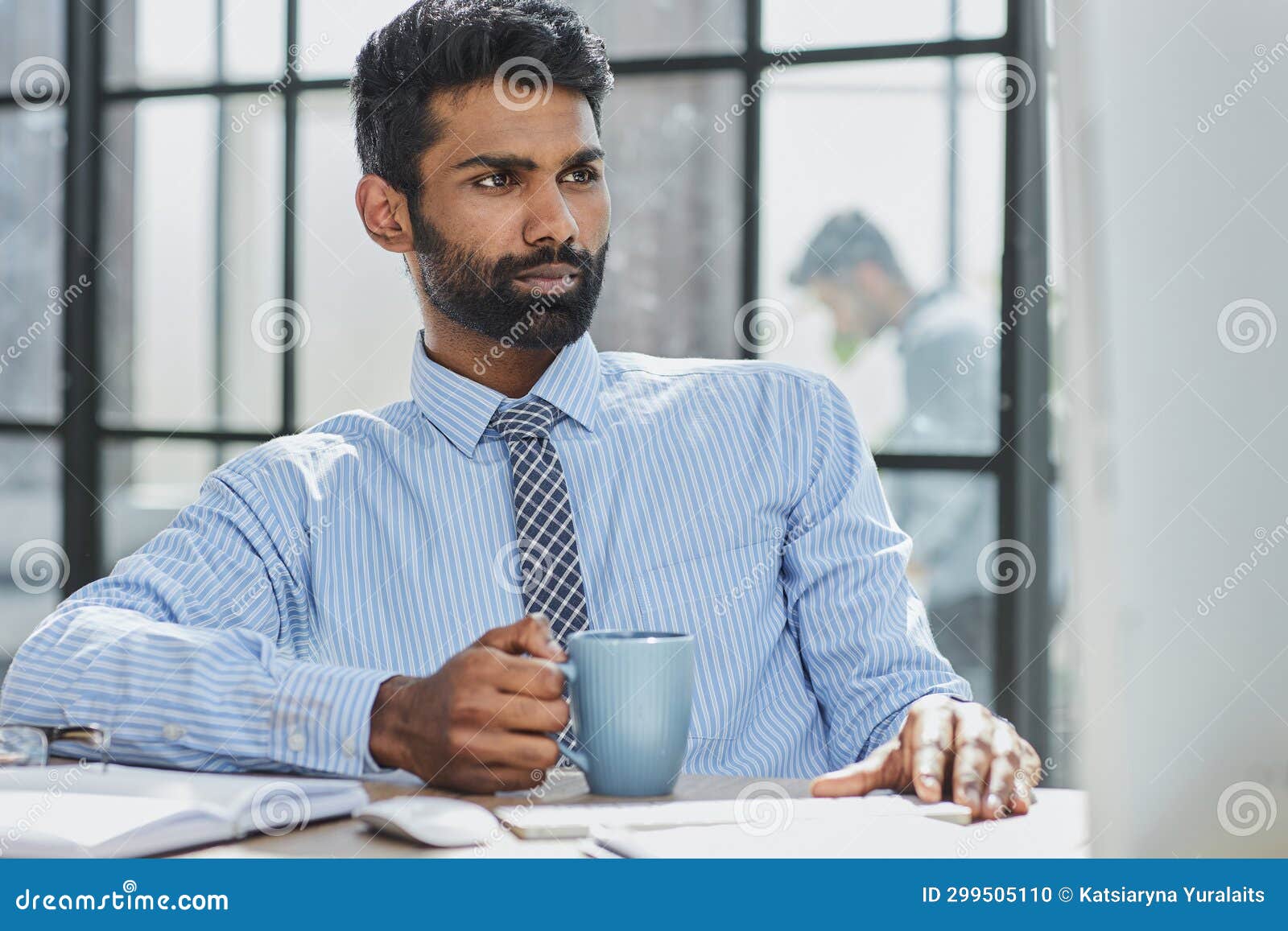 Manager Drinking Coffee during a Break at the Table Stock Photo - Image ...