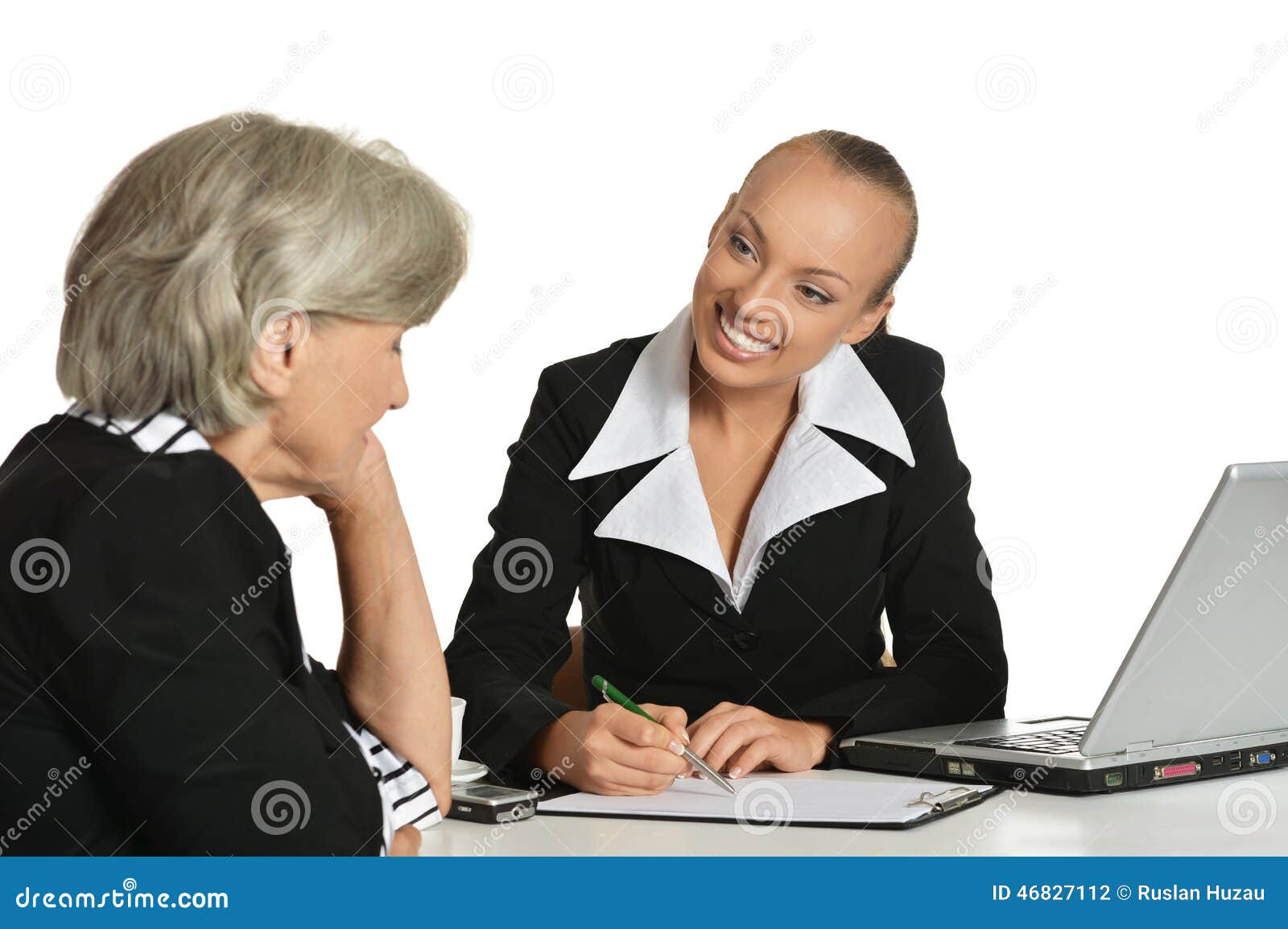 Manager and Elderly Customer Stock Photo - Image of casual, laptop ...
