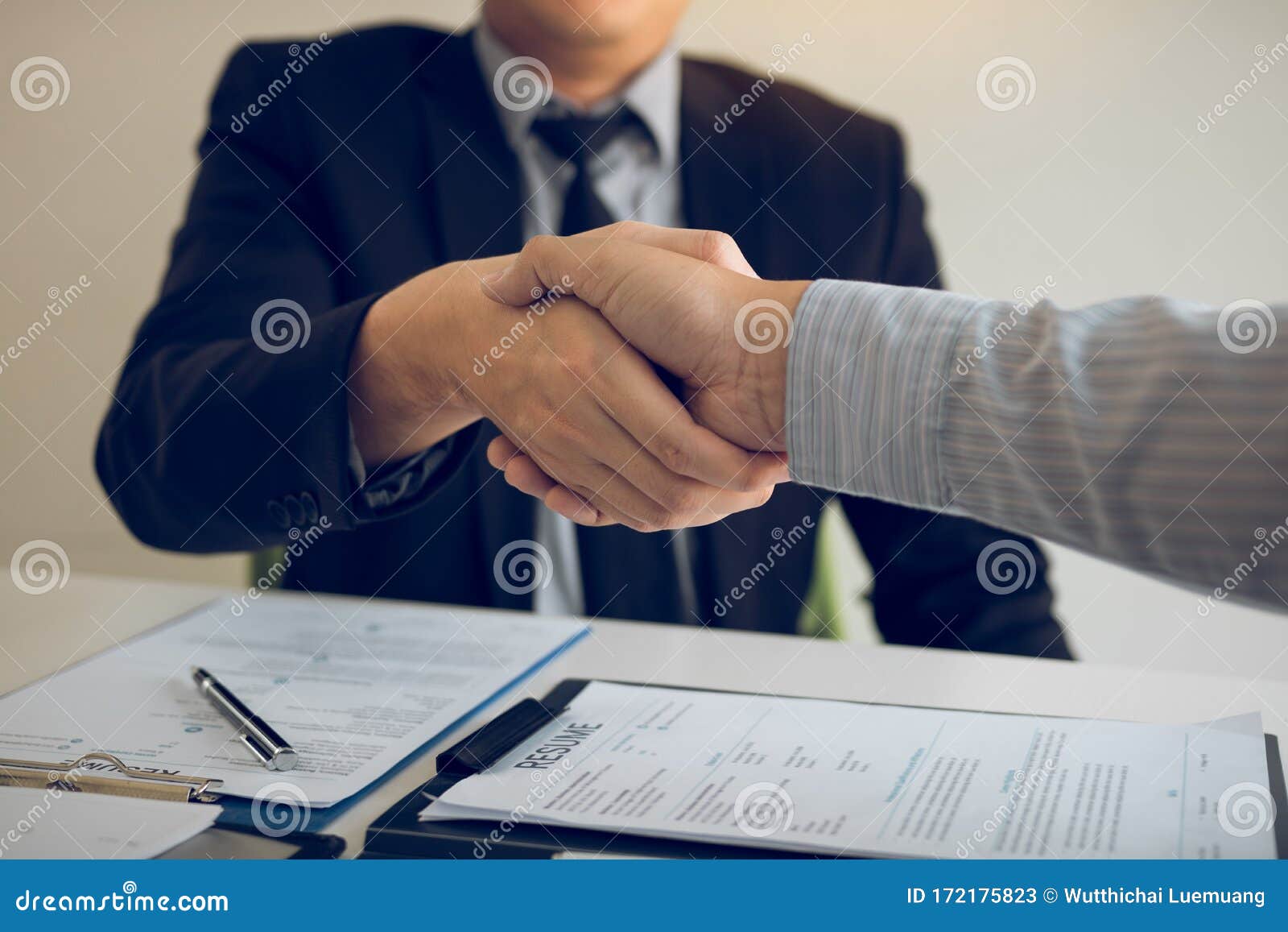 Manager and Employee Interview Concept with Handshake after Talking ...