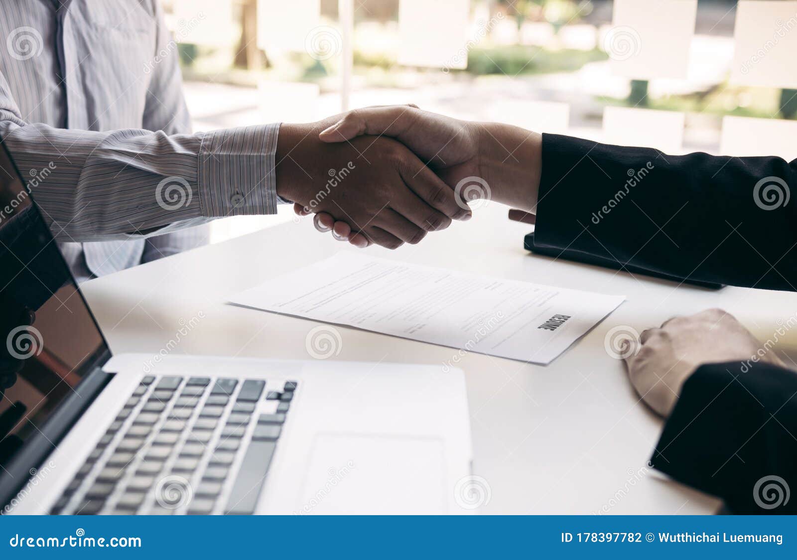 Manager and Employee Interview Concept with Handshake after Talking ...