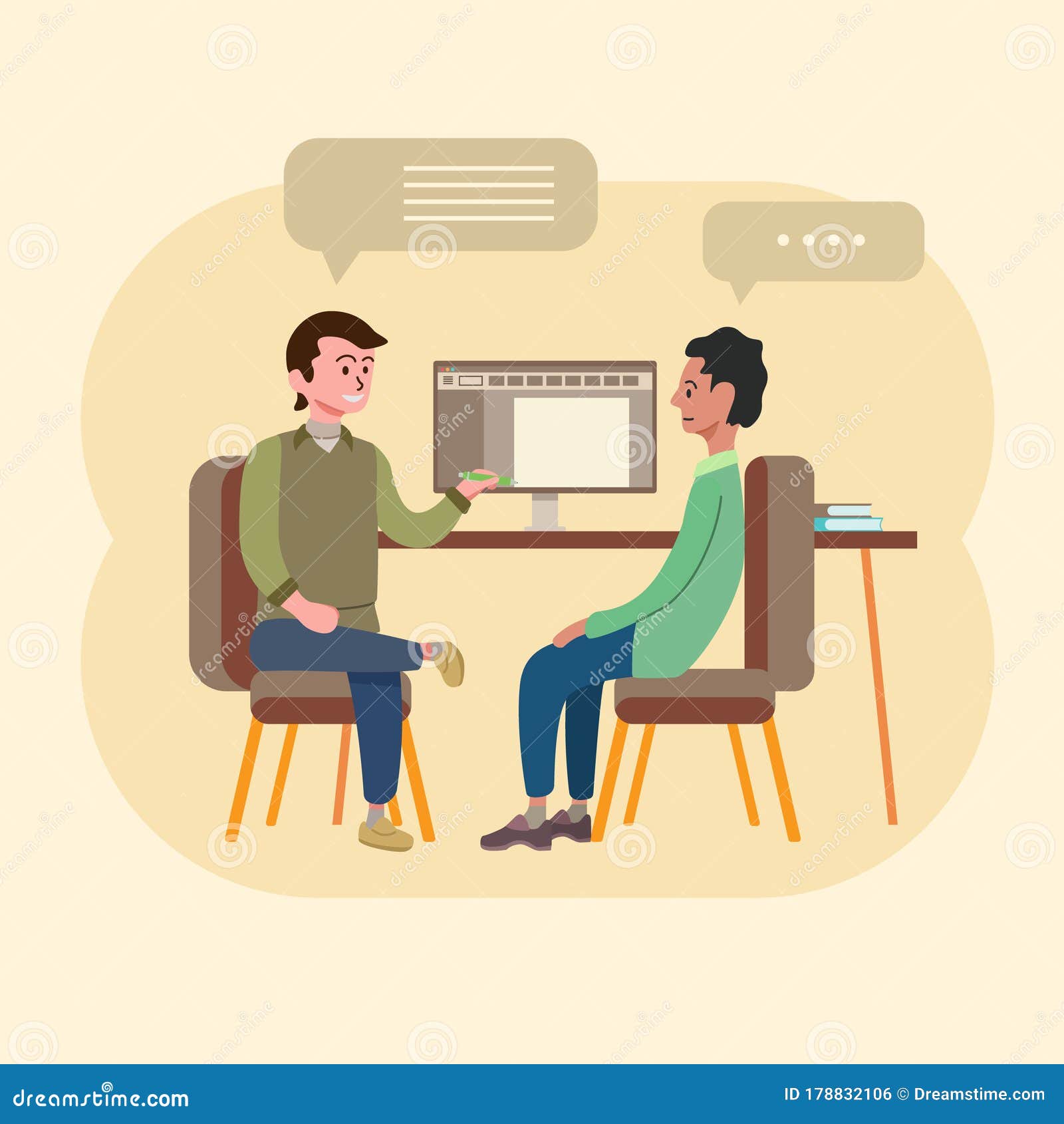 Manager and Employee Interview Meeting and Discussion Illustration ... Manager and Employee Interview Meeting and Discussion Illustration ...