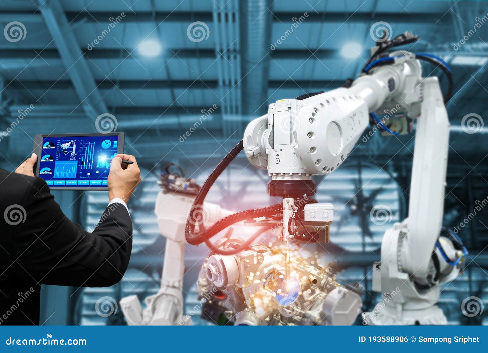 Manager Engineer Check Control Automation Robotic Arms Industrial ... Manager Engineer Check Control Automation Robotic Arms Industrial ...