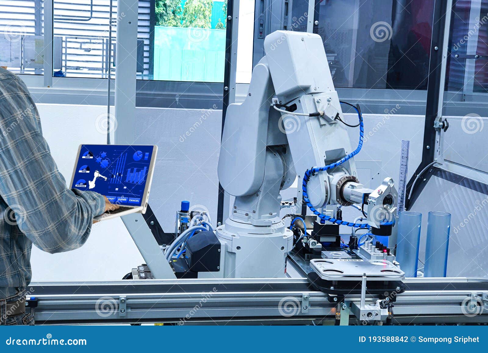Manager Engineer Check Control Automation Robotic Arms, Industrial ... Manager Engineer Check Control Automation Robotic Arms, Industrial ...