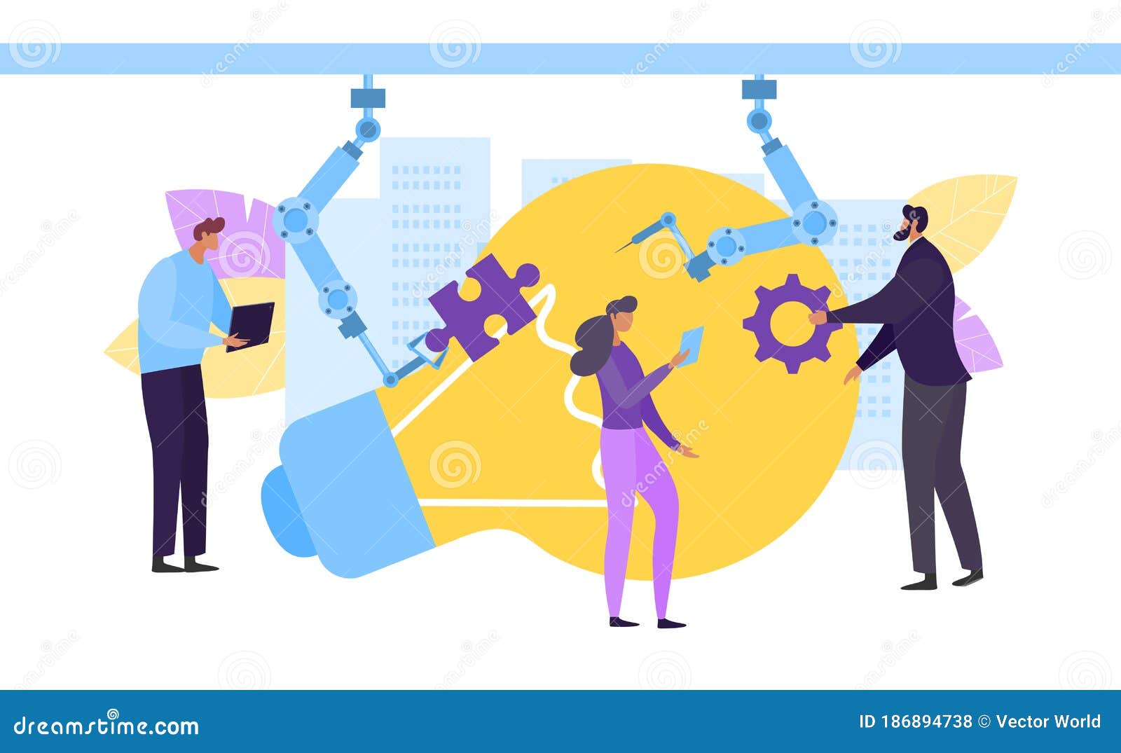 Manager Engineer Robot Check Concept, Vector Illustration. Control ...
