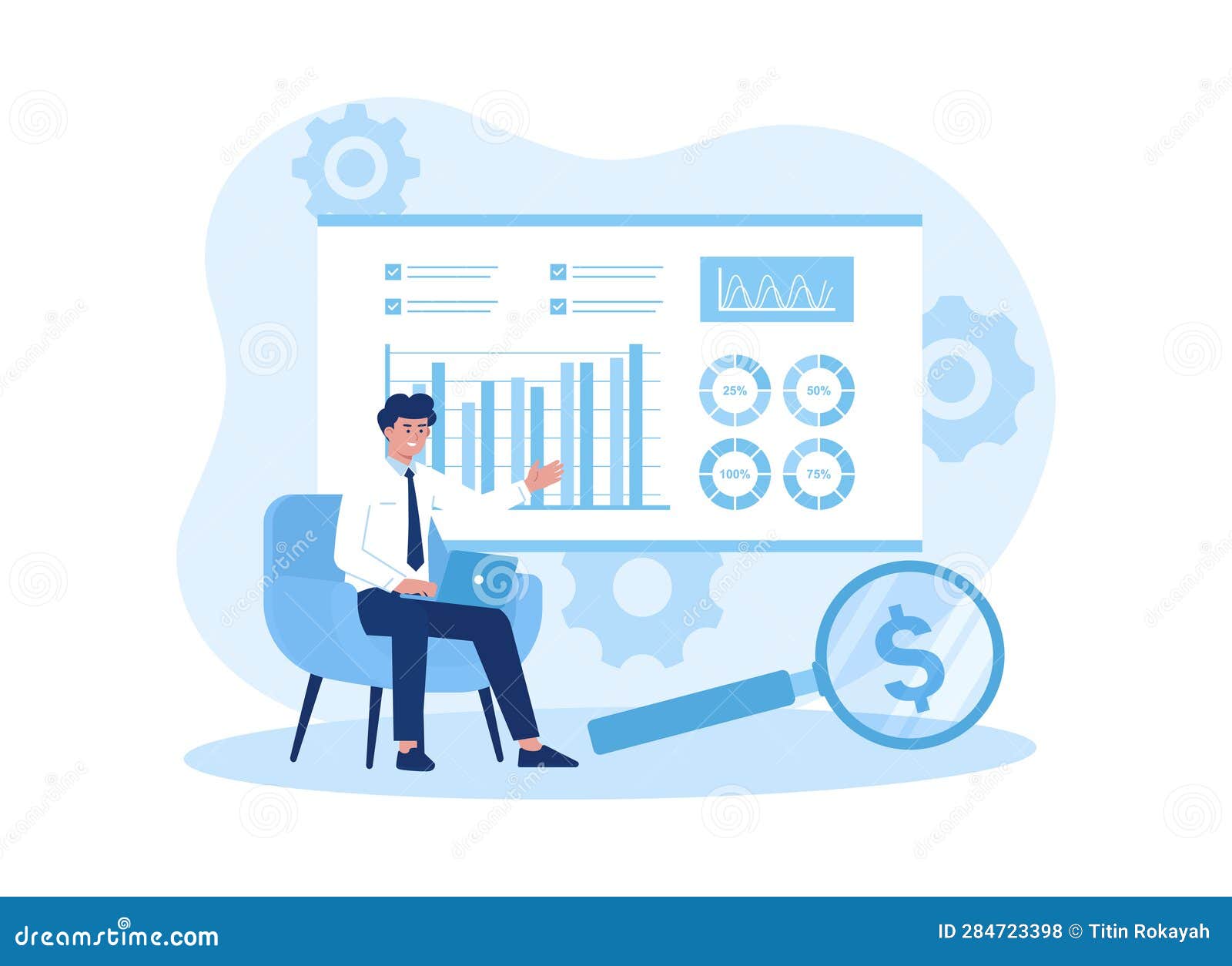 Manager Explaining Growth Charts Concept Trending Flat Illustration ...