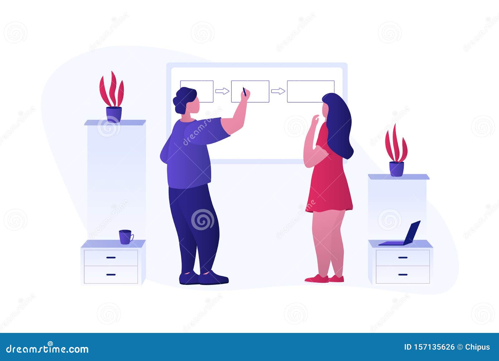 Manager Explains How Process Works Stock Vector - Illustration of ...