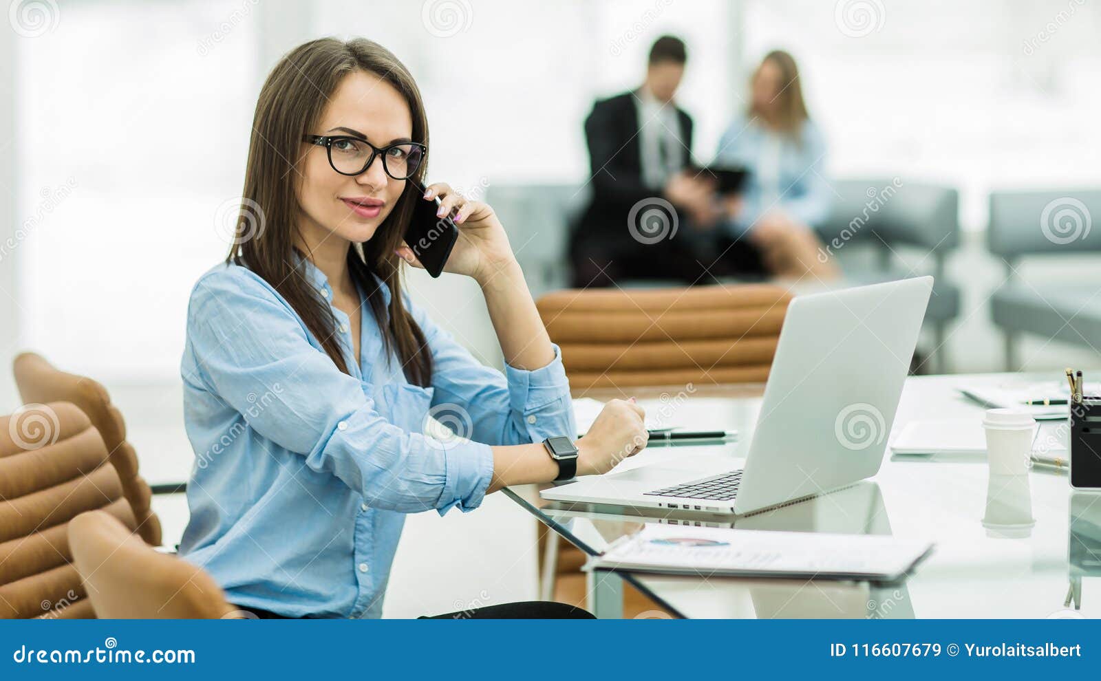 Portrait of Manager Finance in the Workplace in a Modern Office Stock ...