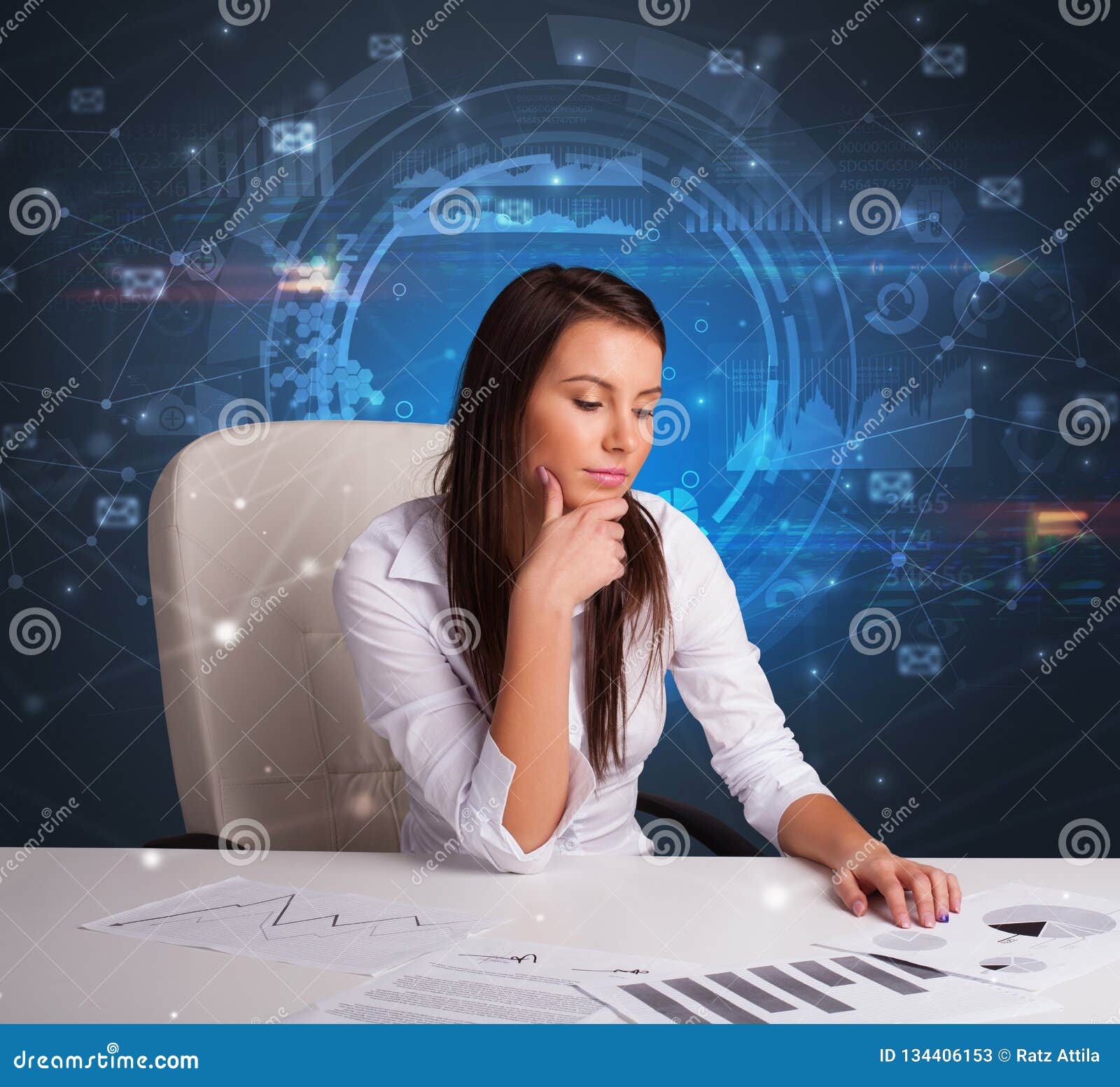 Manager in Front of the Office Desk with Communication Concept Stock ...