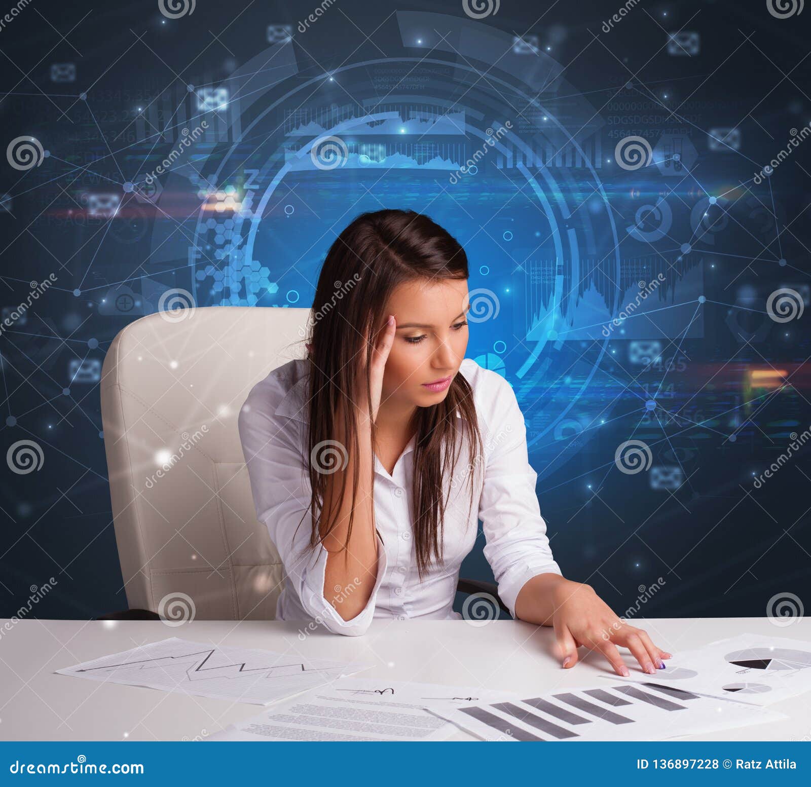 Manager in Front of the Office Desk with Communication Concept Stock ...