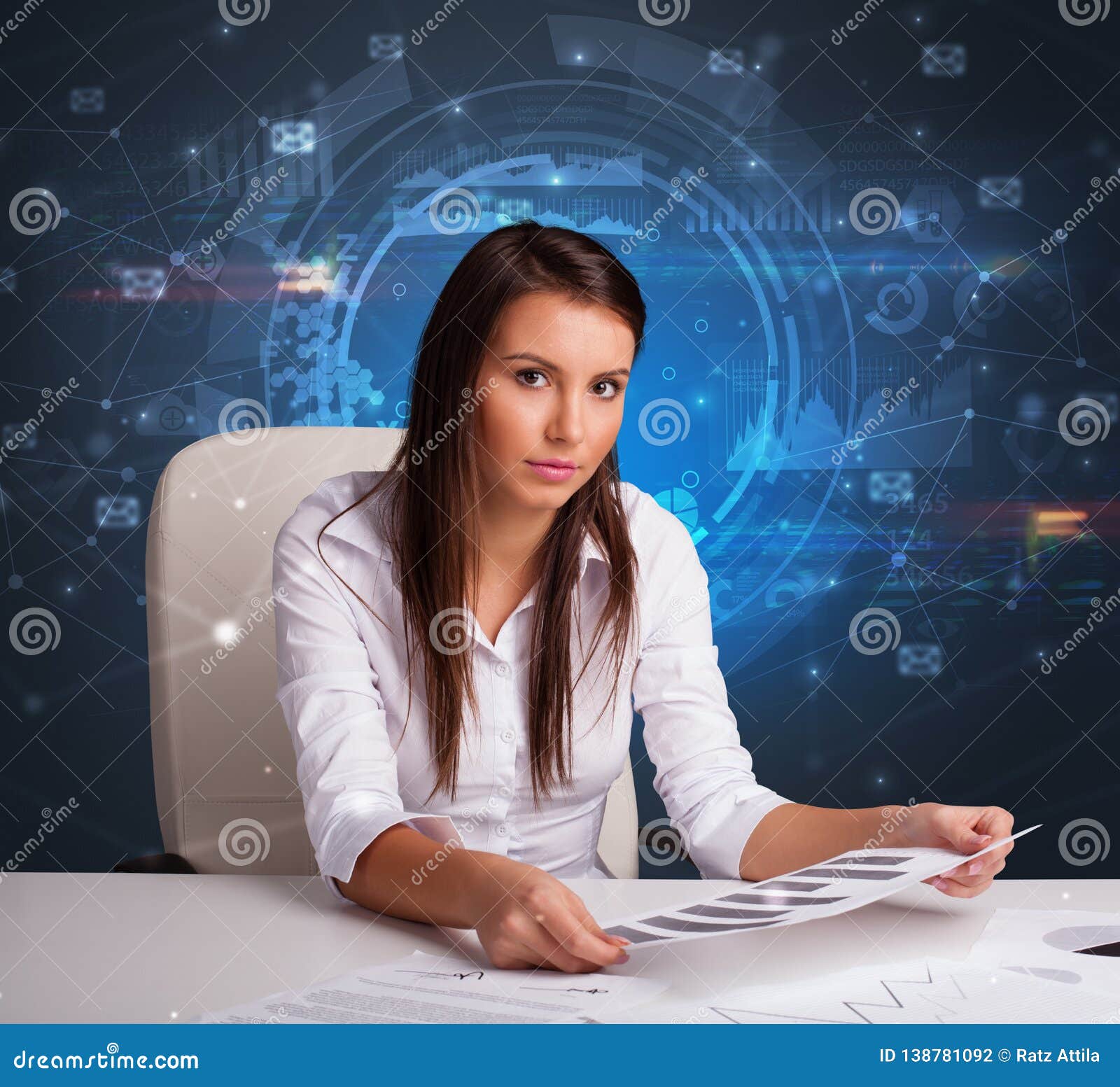 Manager in Front of the Office Desk with Communication Concept Stock ...