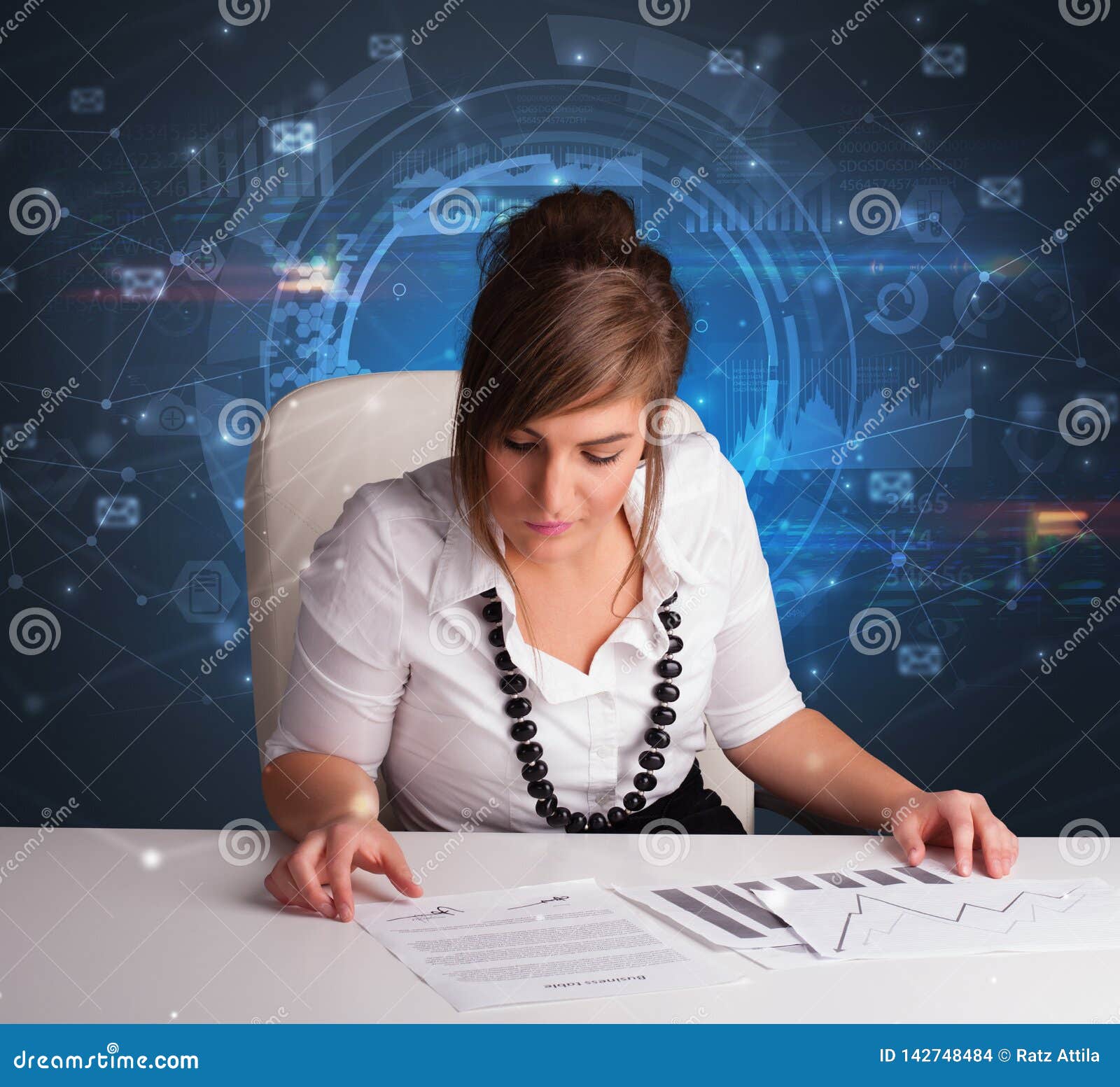 Manager in Front of the Office Desk with Communication Concept Stock ...