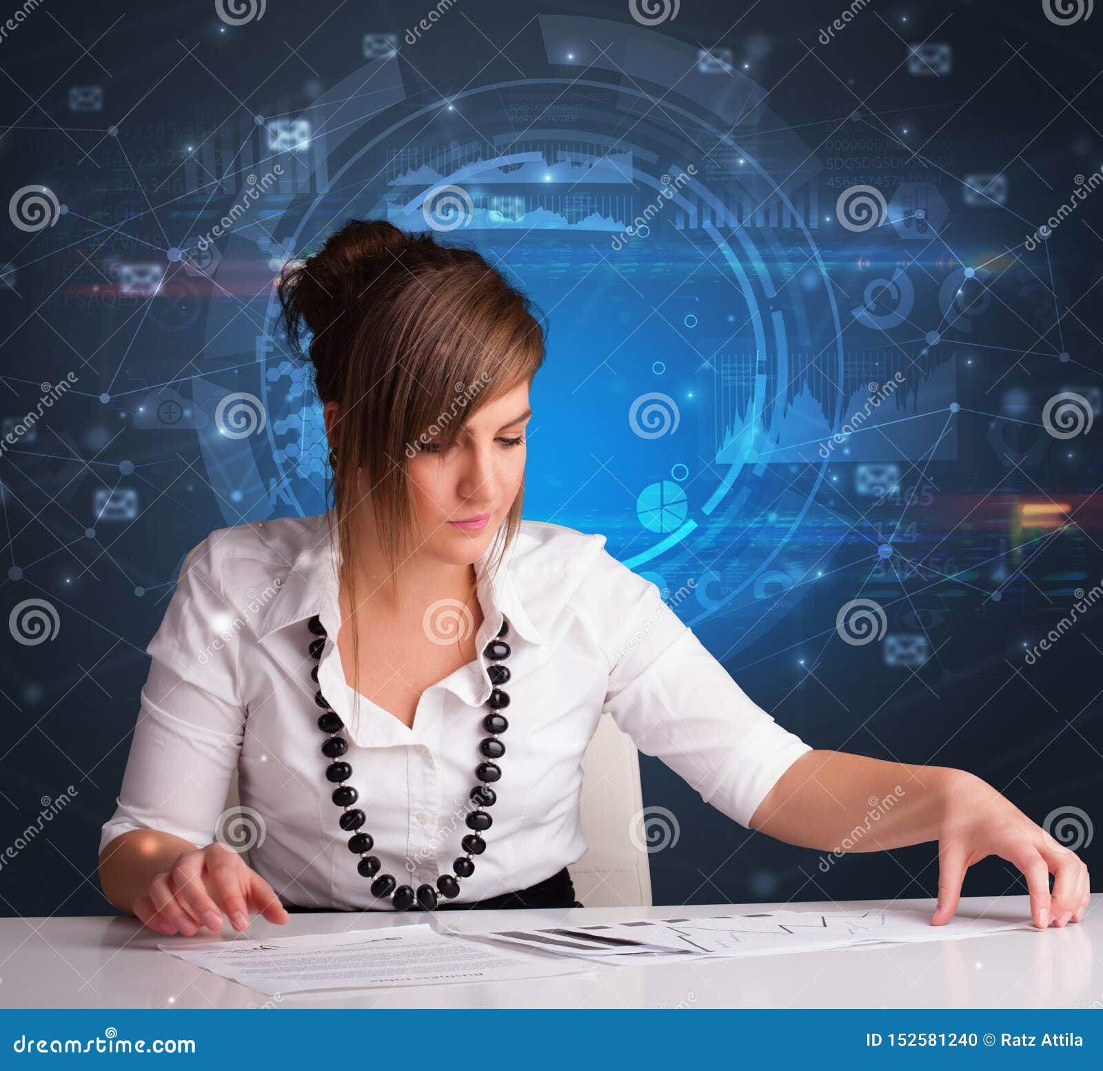 Manager in Front of the Office Desk with Communication Concept Stock ...