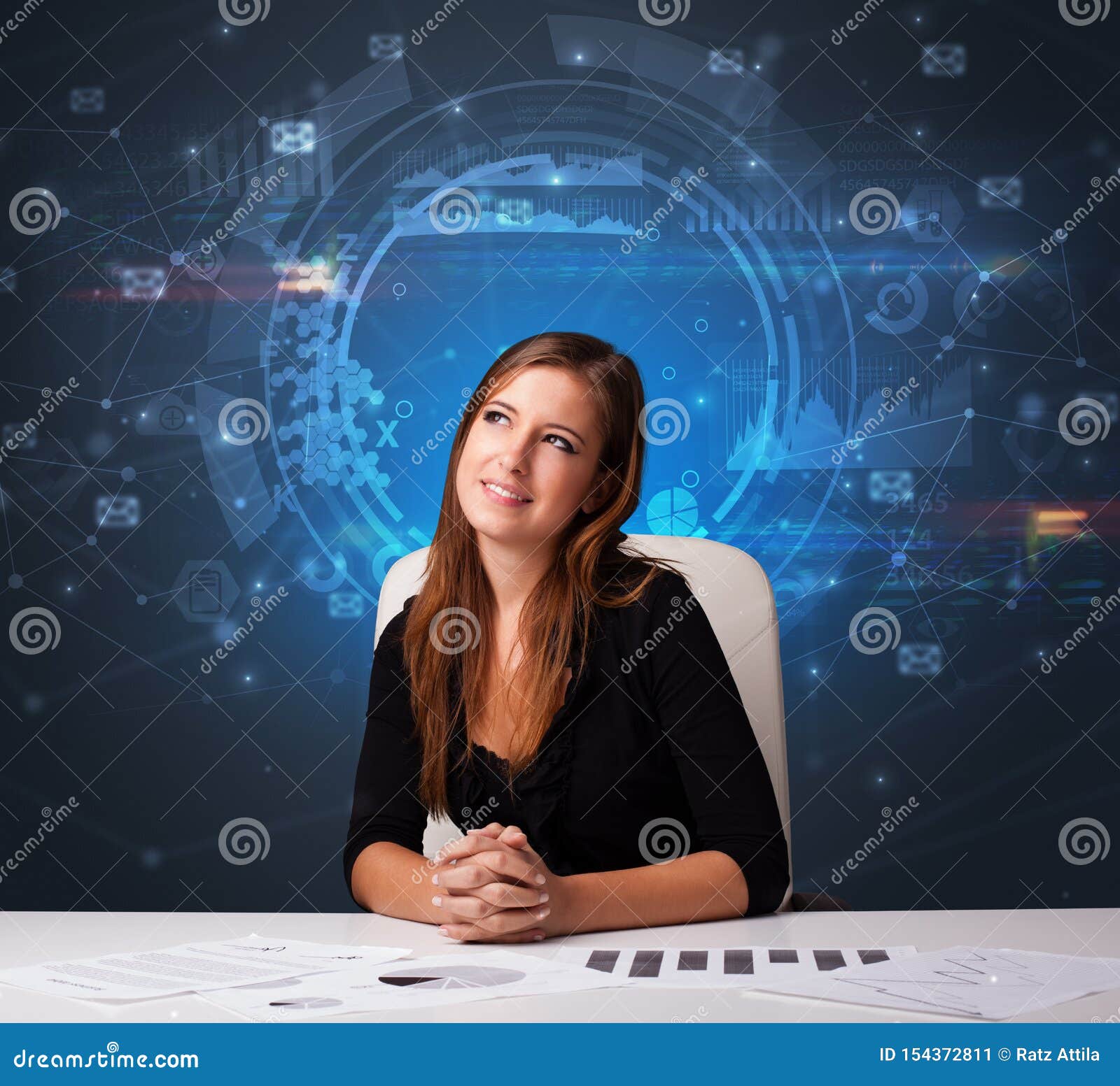 Manager in Front of the Office Desk with Communication Concept Stock ...