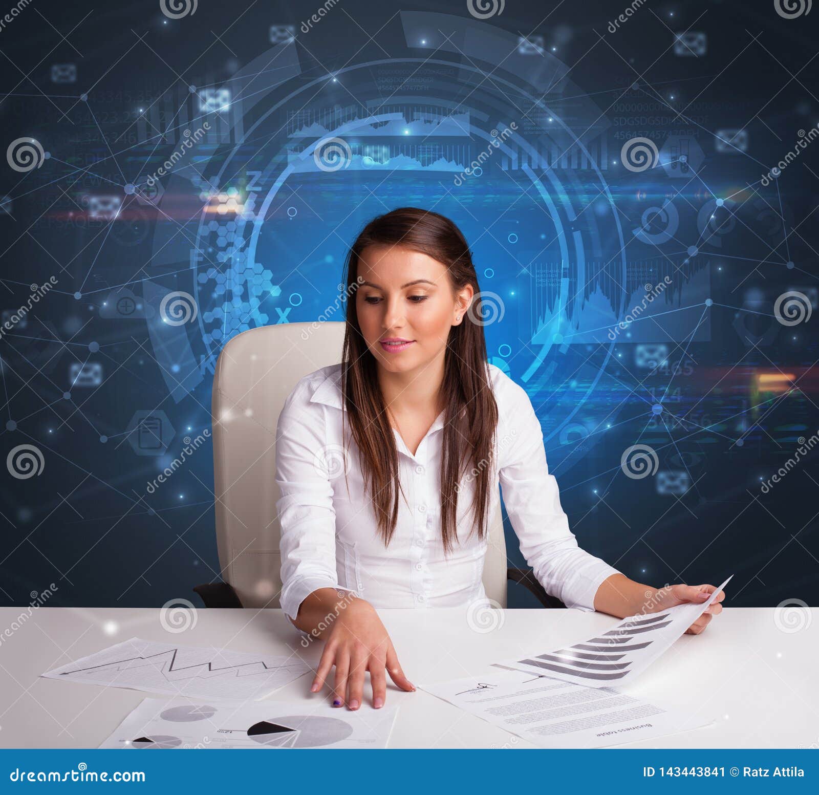 Manager in Front of the Office Desk with Communication Concept Stock ...