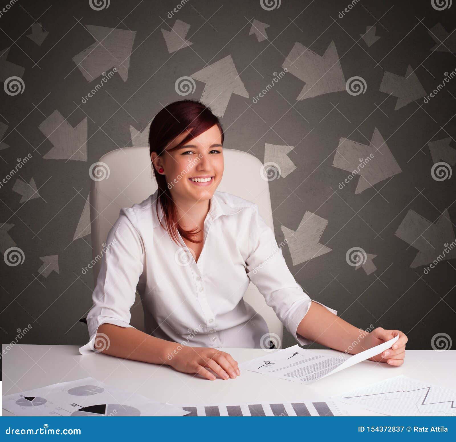 Manager in Front of the Office Desk with Direction Concept Stock Image ...