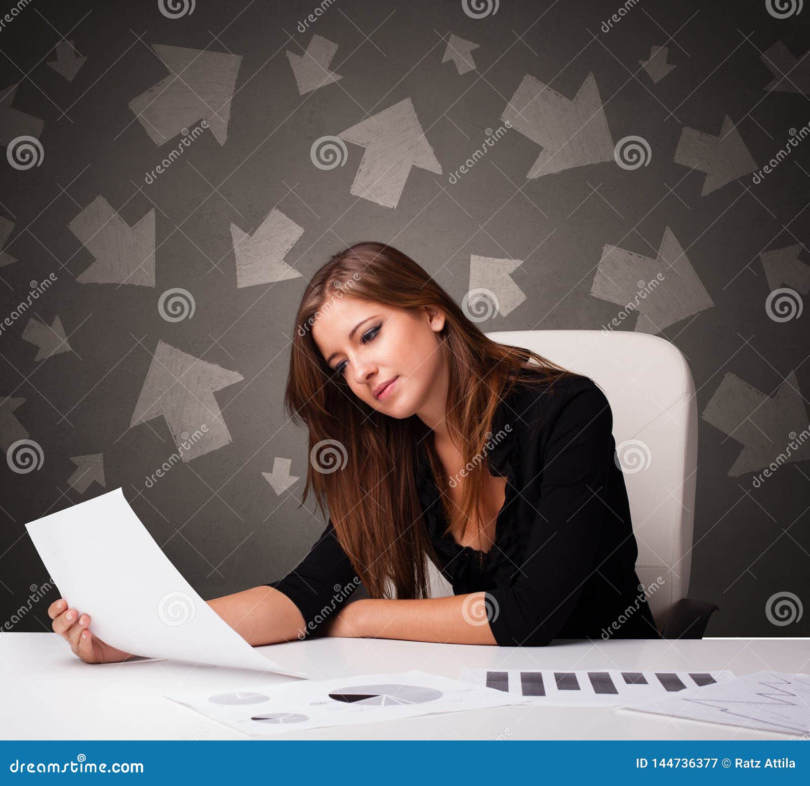 Manager in Front of the Office Desk with Direction Concept Stock Image ...