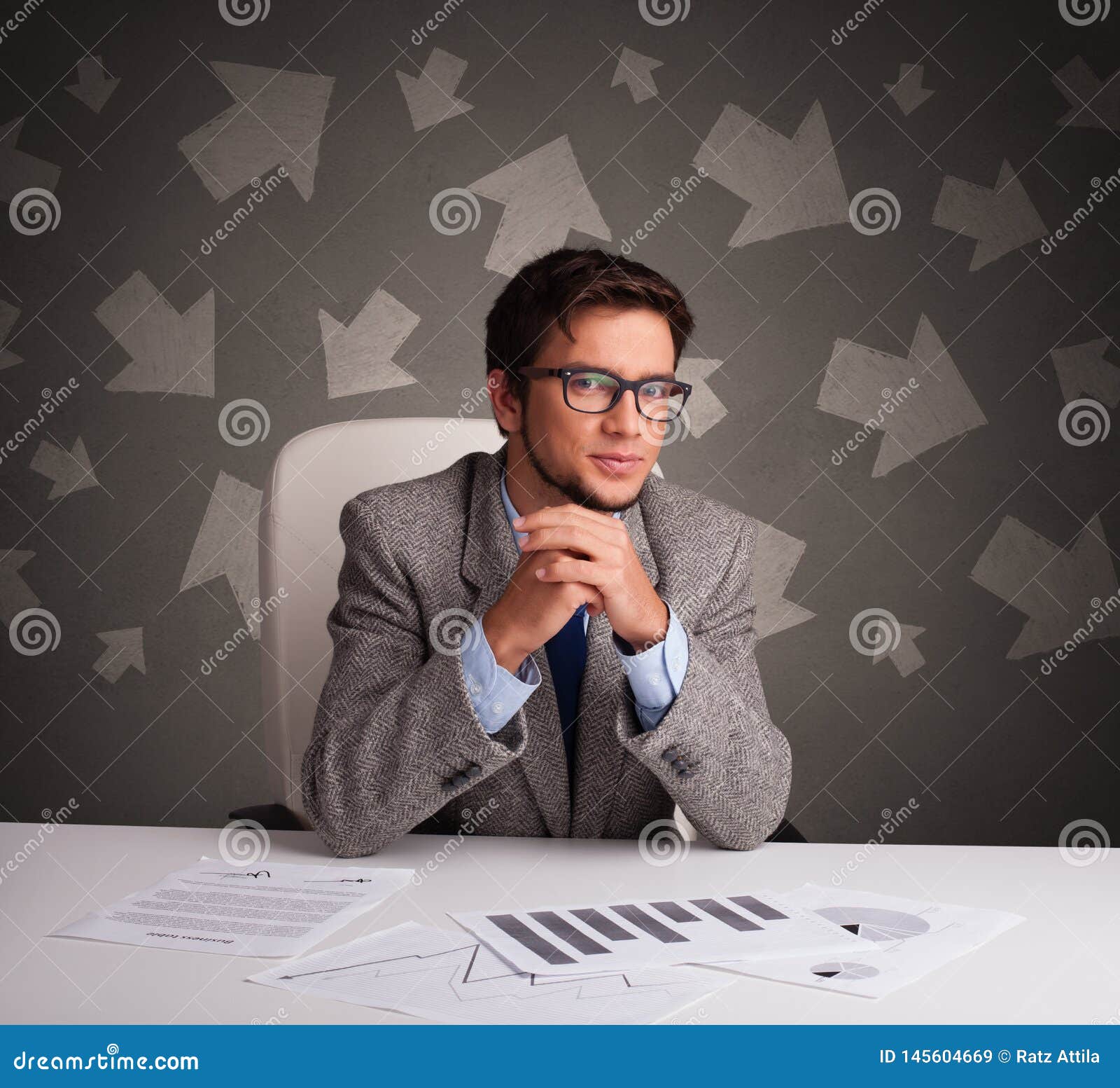 Manager in Front of the Office Desk with Direction Concept Stock Image ...