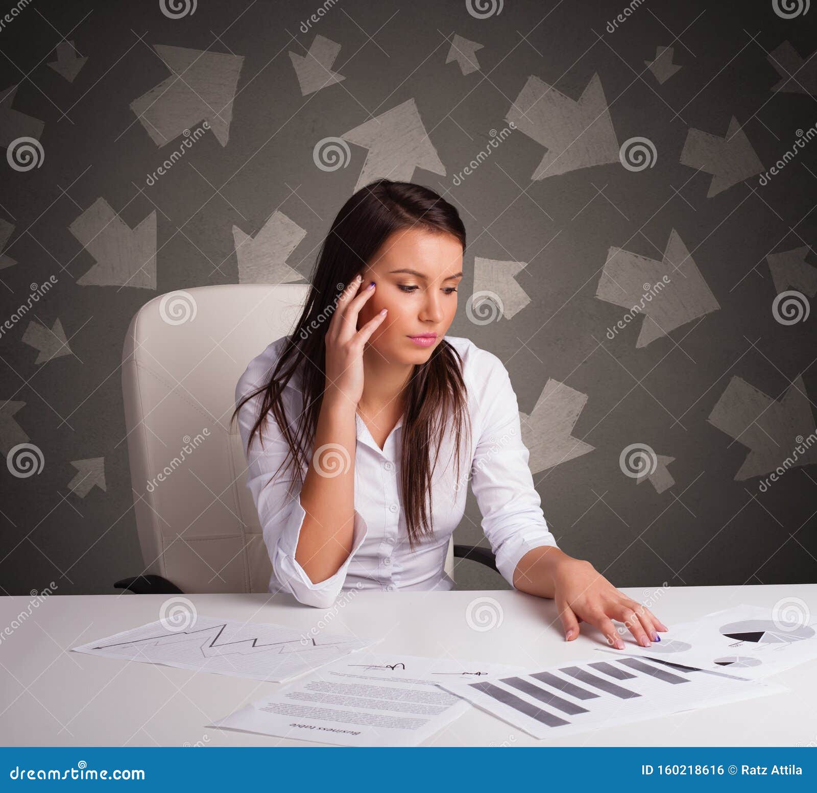 Manager in Front of the Office Desk with Direction Concept Stock Photo ...