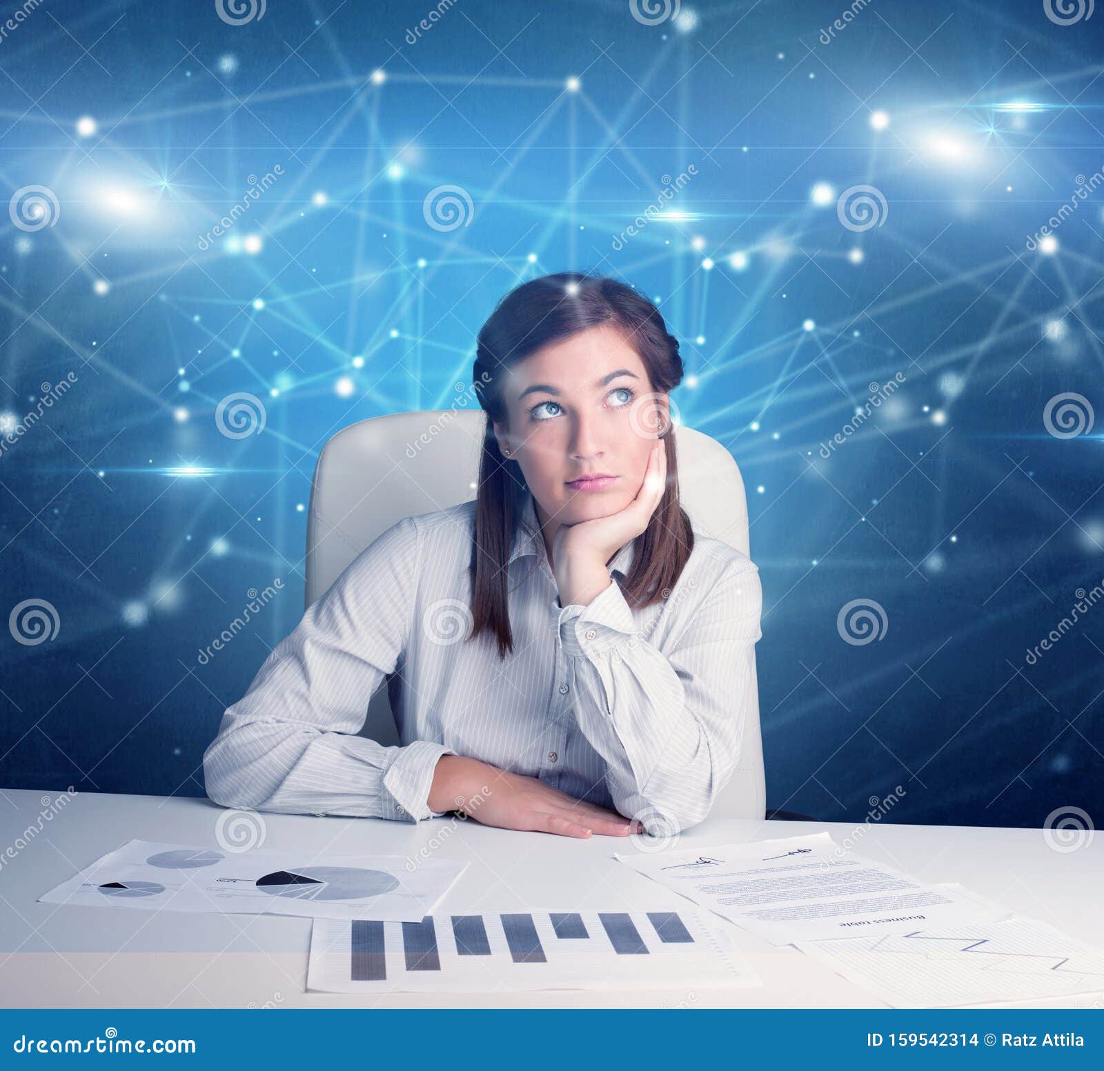 Manager in Front of the Office Desk with Link Concept Stock Photo ...