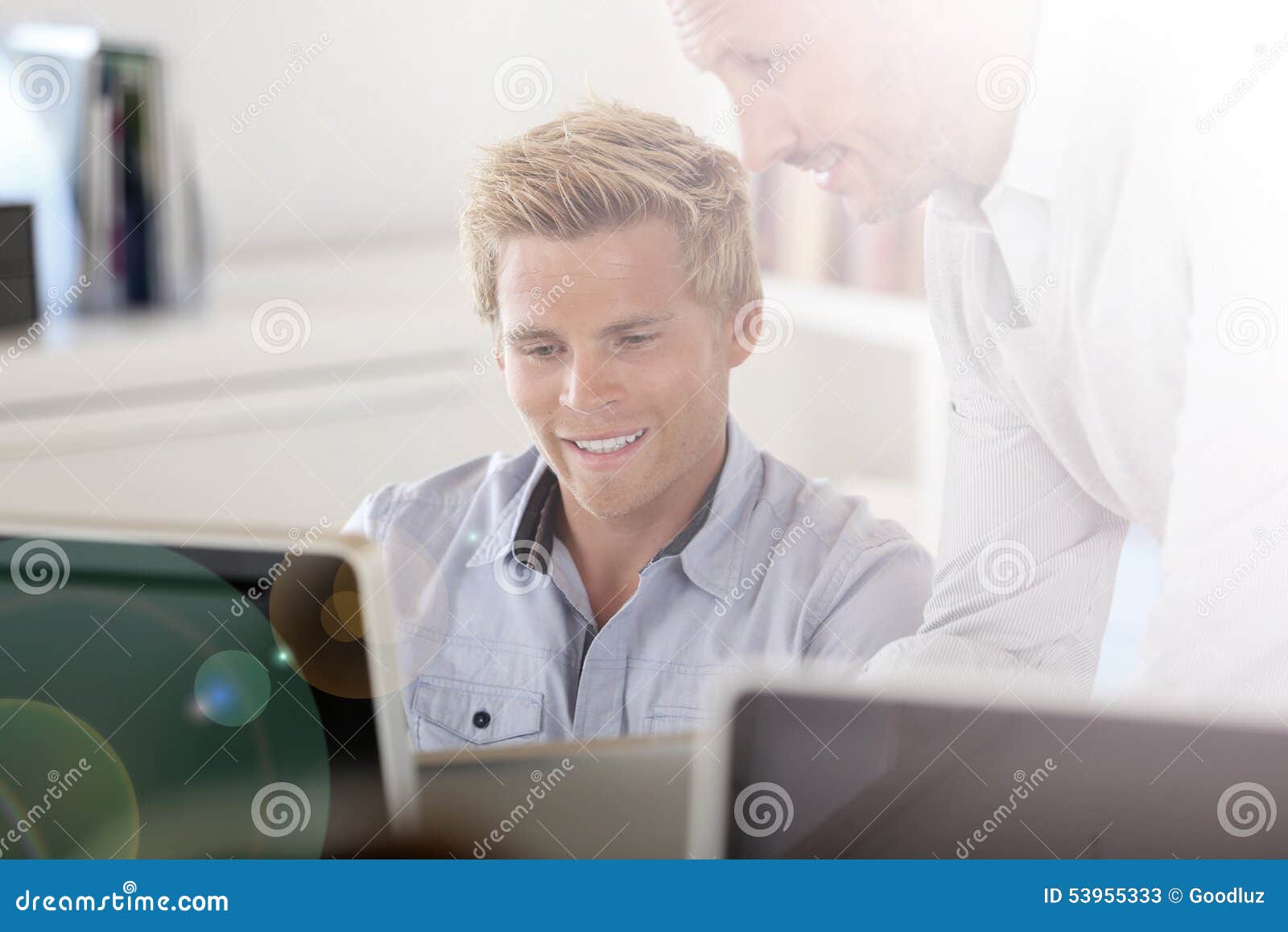 Manager Giving Advice To Employee at Office Stock Image - Image of ...