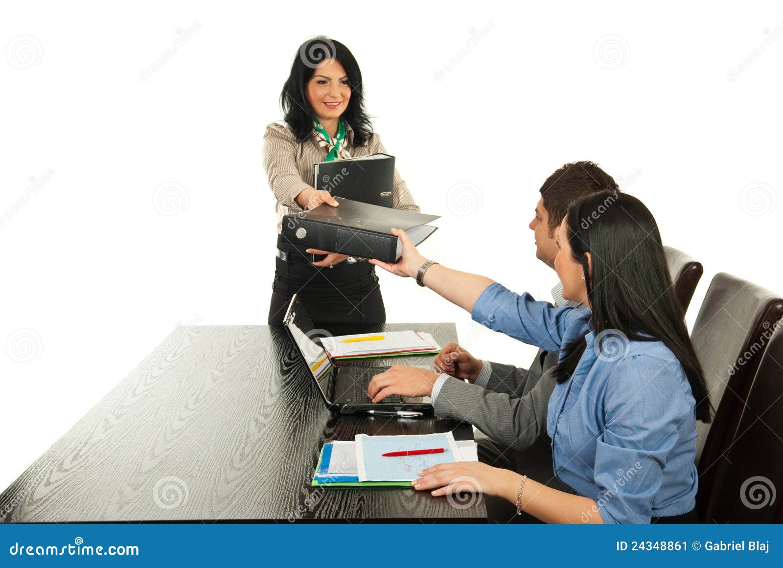 Manager Giving Folders Employees Stock Image - Image of beautiful ...