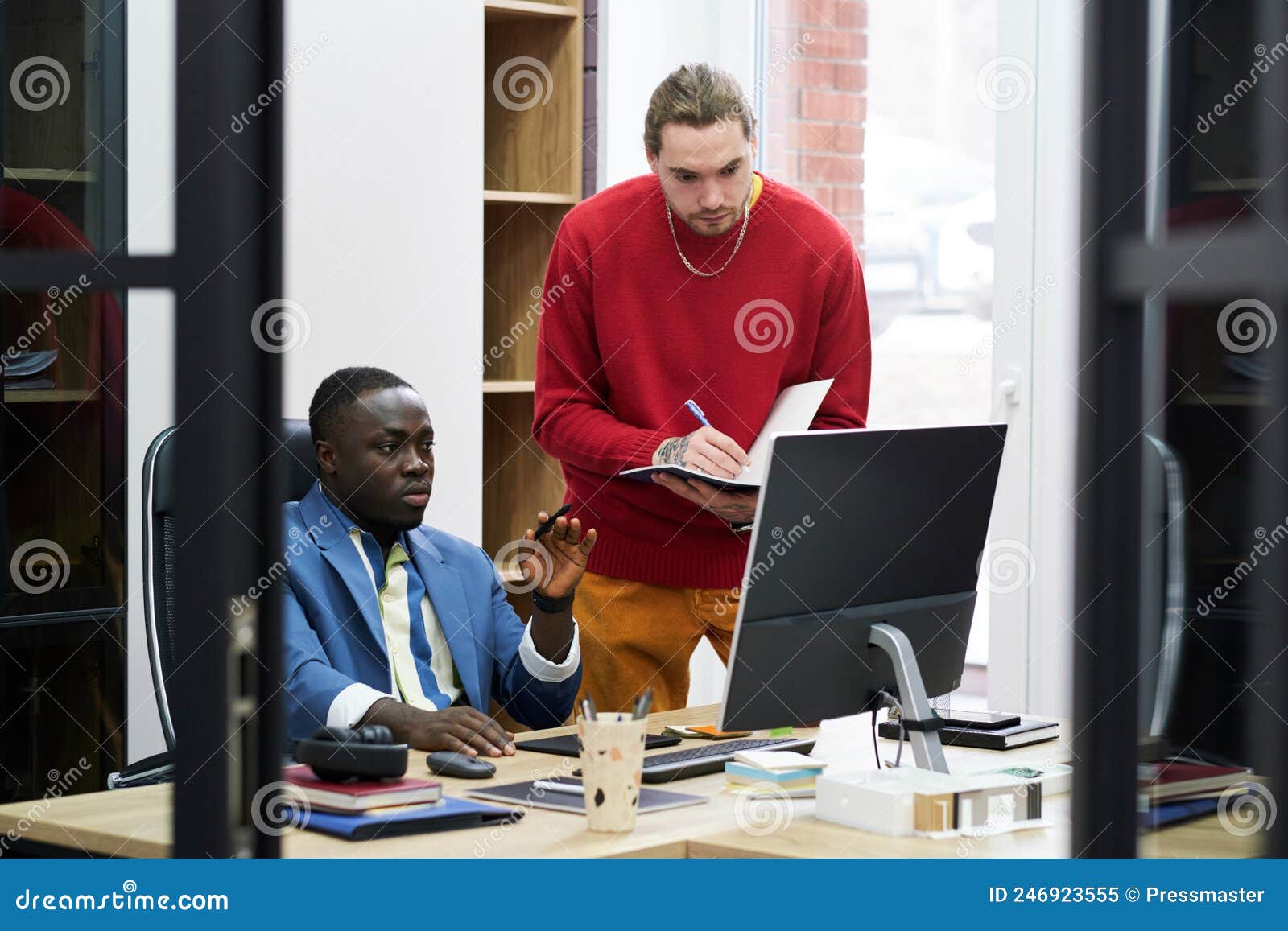 Manager Giving Work To Employee Stock Image - Image of caucasian ...