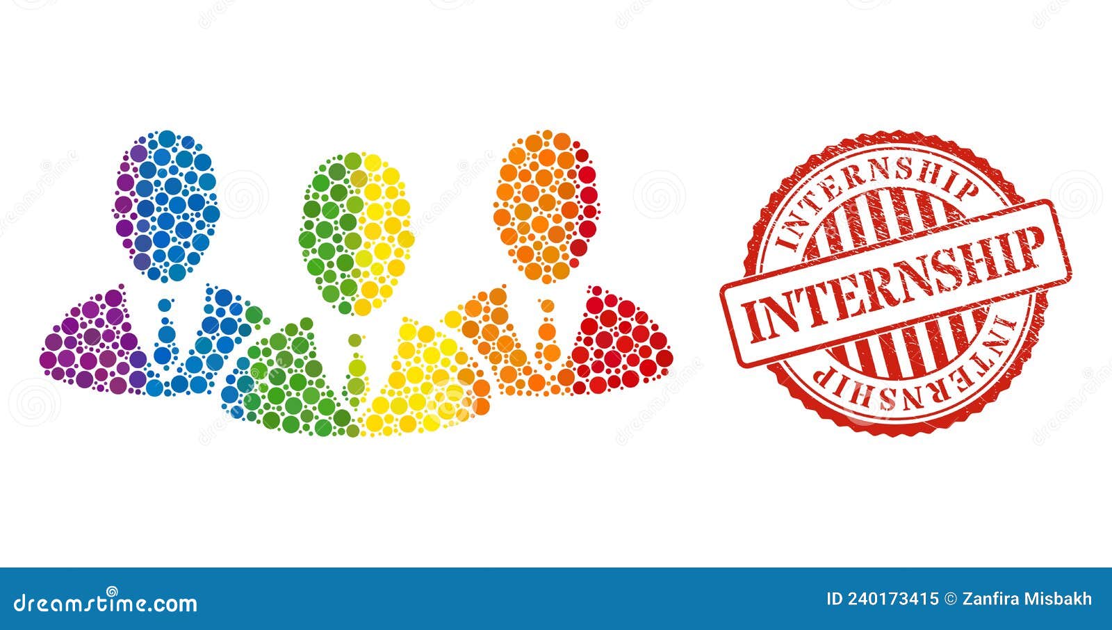 Scratched Internship Watermark and Rainbow Manager Group Collage Icon ...