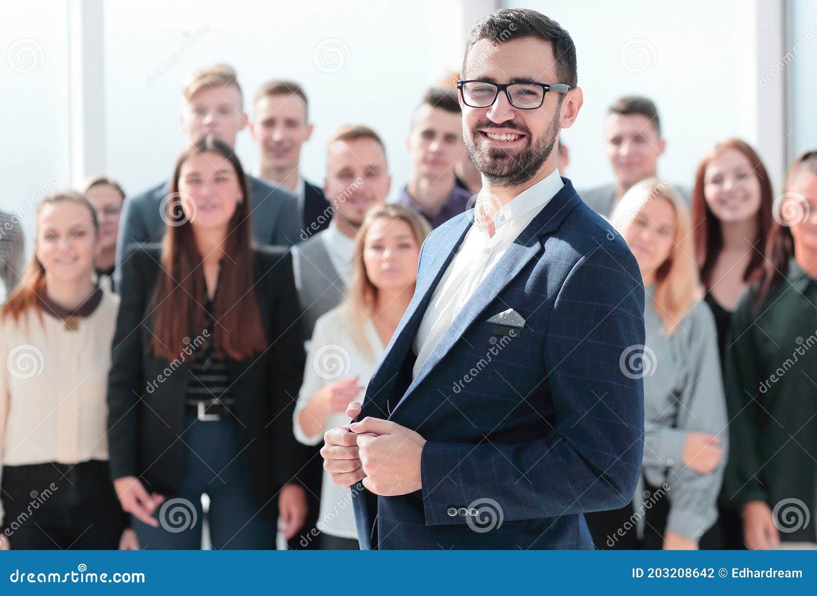 Manager and a Group of Diverse Employees Standing in the New Office ...