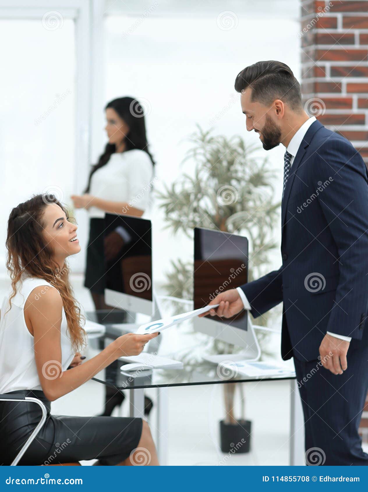 Manager Handing the Employee the Document Stock Photo - Image of adult ...