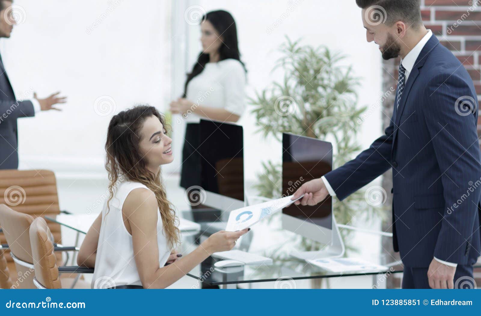 Manager Handing the Employee the Document Stock Image - Image of ...
