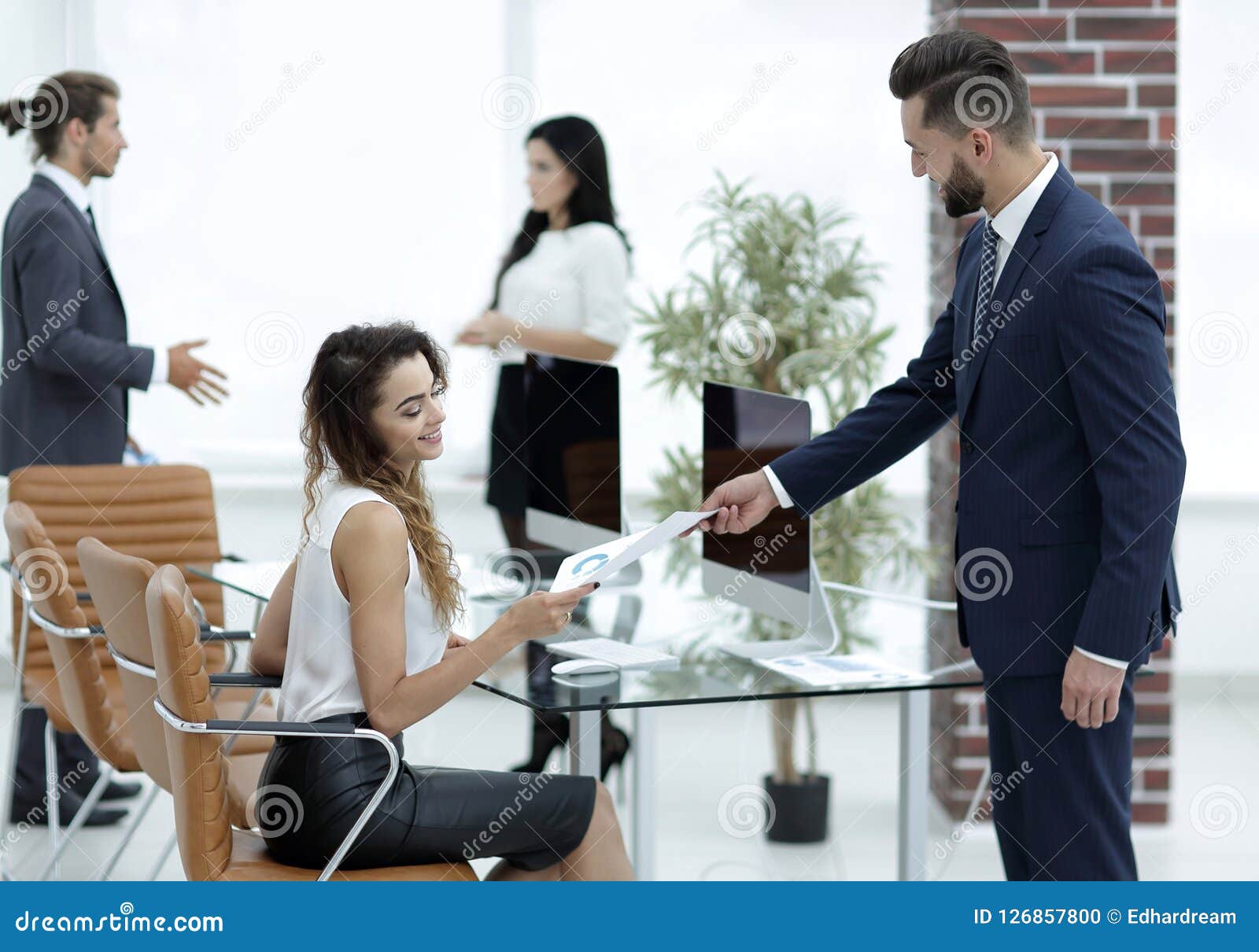 Manager Handing the Employee the Document Stock Photo - Image of ...