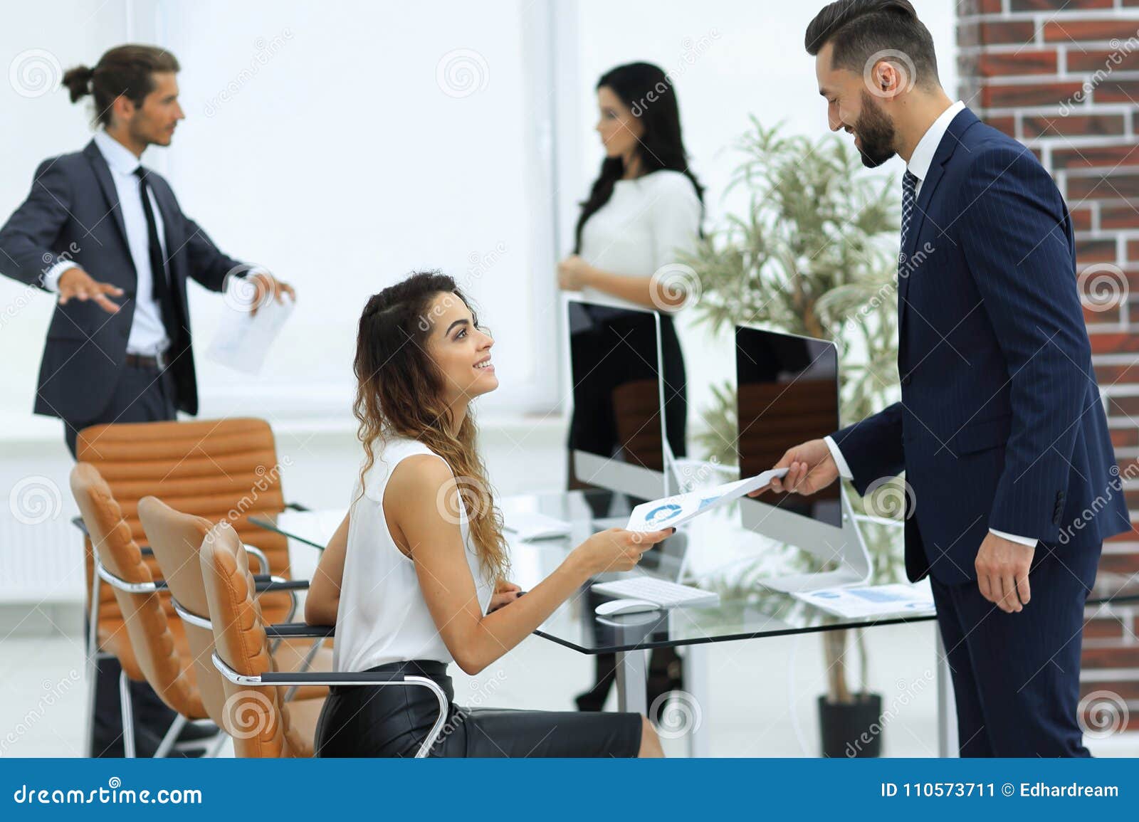 Manager Handing the Employee the Document Stock Image - Image of ...