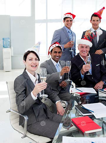 Manager and His Team at a Party Stock Photo - Image of female, holding ...