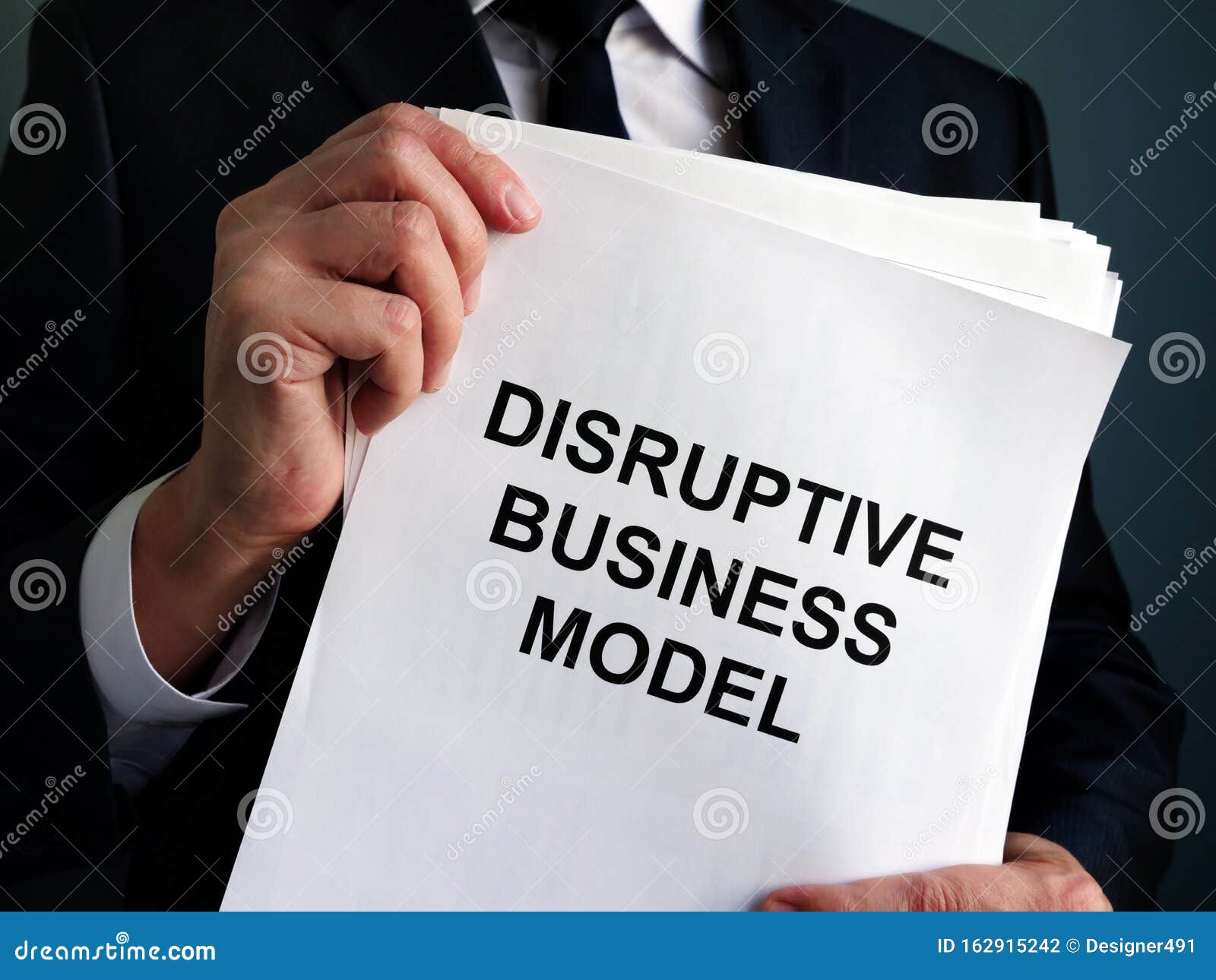 Man is Holding Disruptive Business Model Report Stock Photo - Image of ...