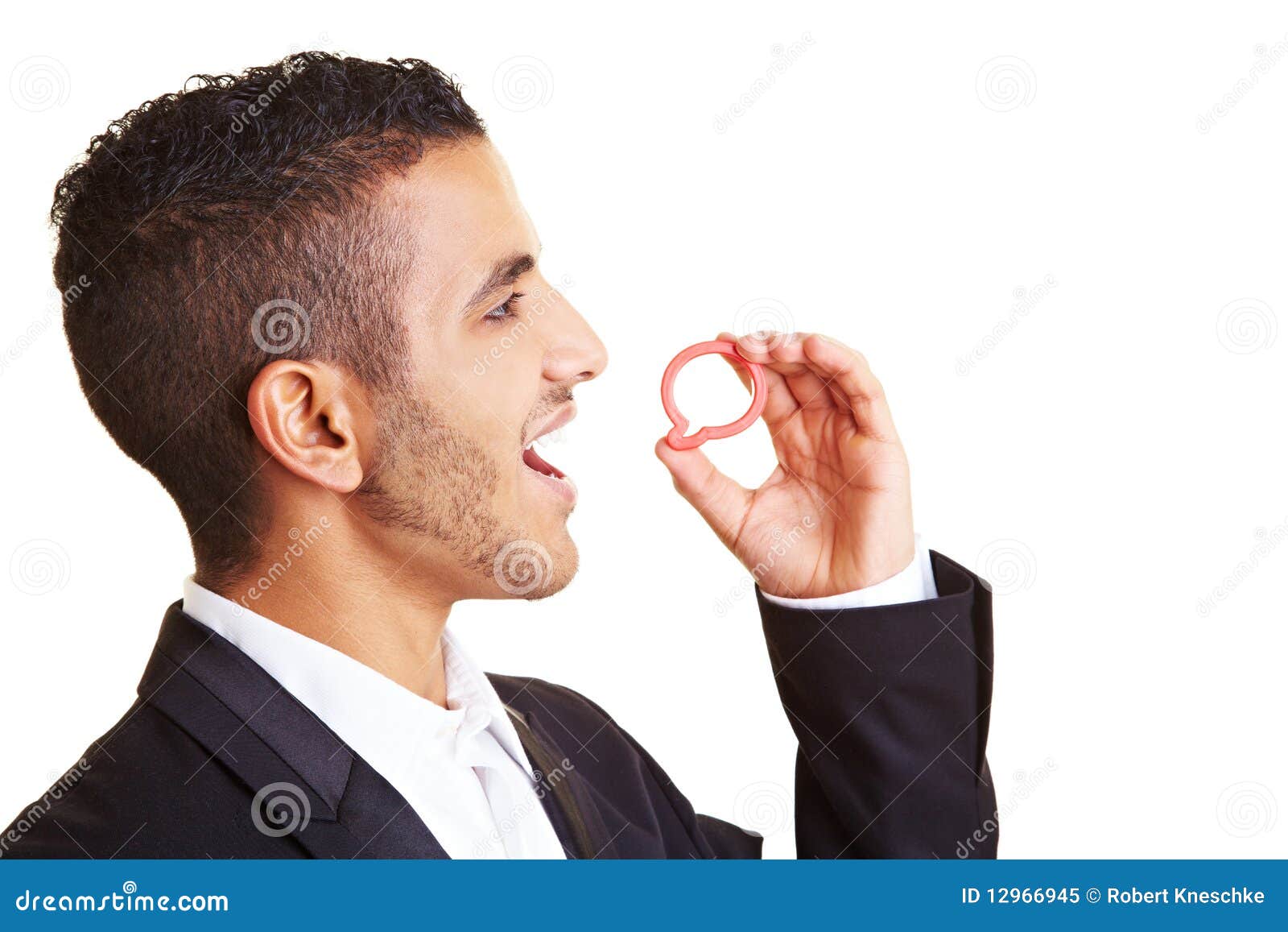 Manager Holding Speech Bubble Stock Image - Image of african, attention ...