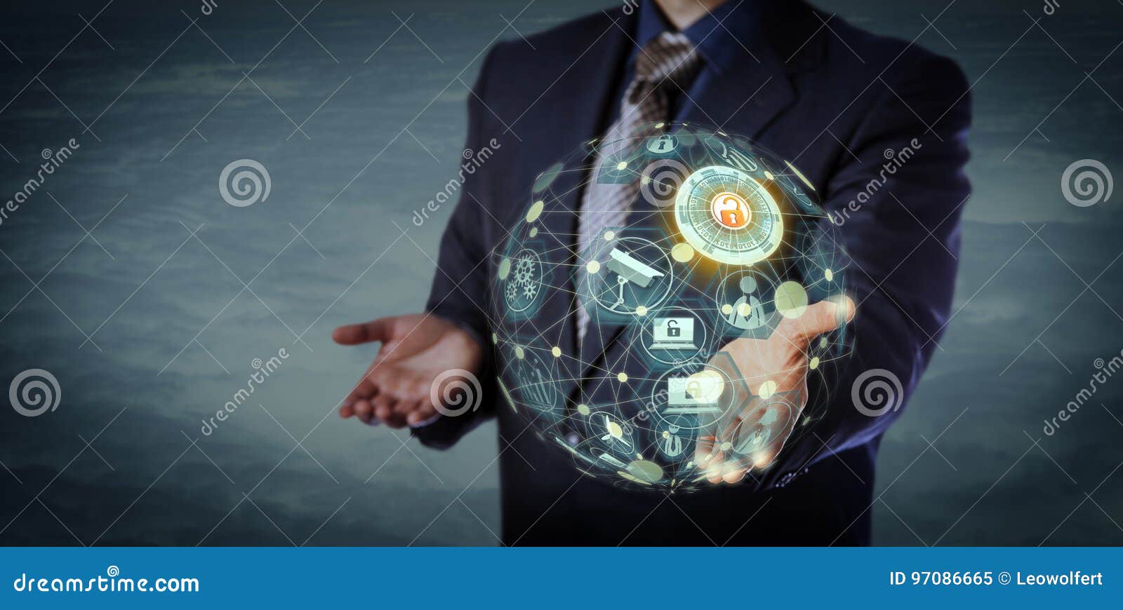 Manager Holding a Virtual Globe Shaped IoT Model Stock Image - Image of ...