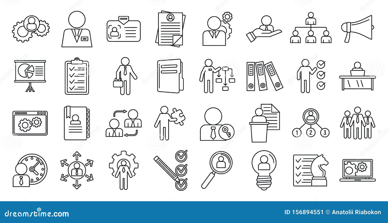 Manager Icons Set, Outline Style Stock Vector - Illustration of manager ...