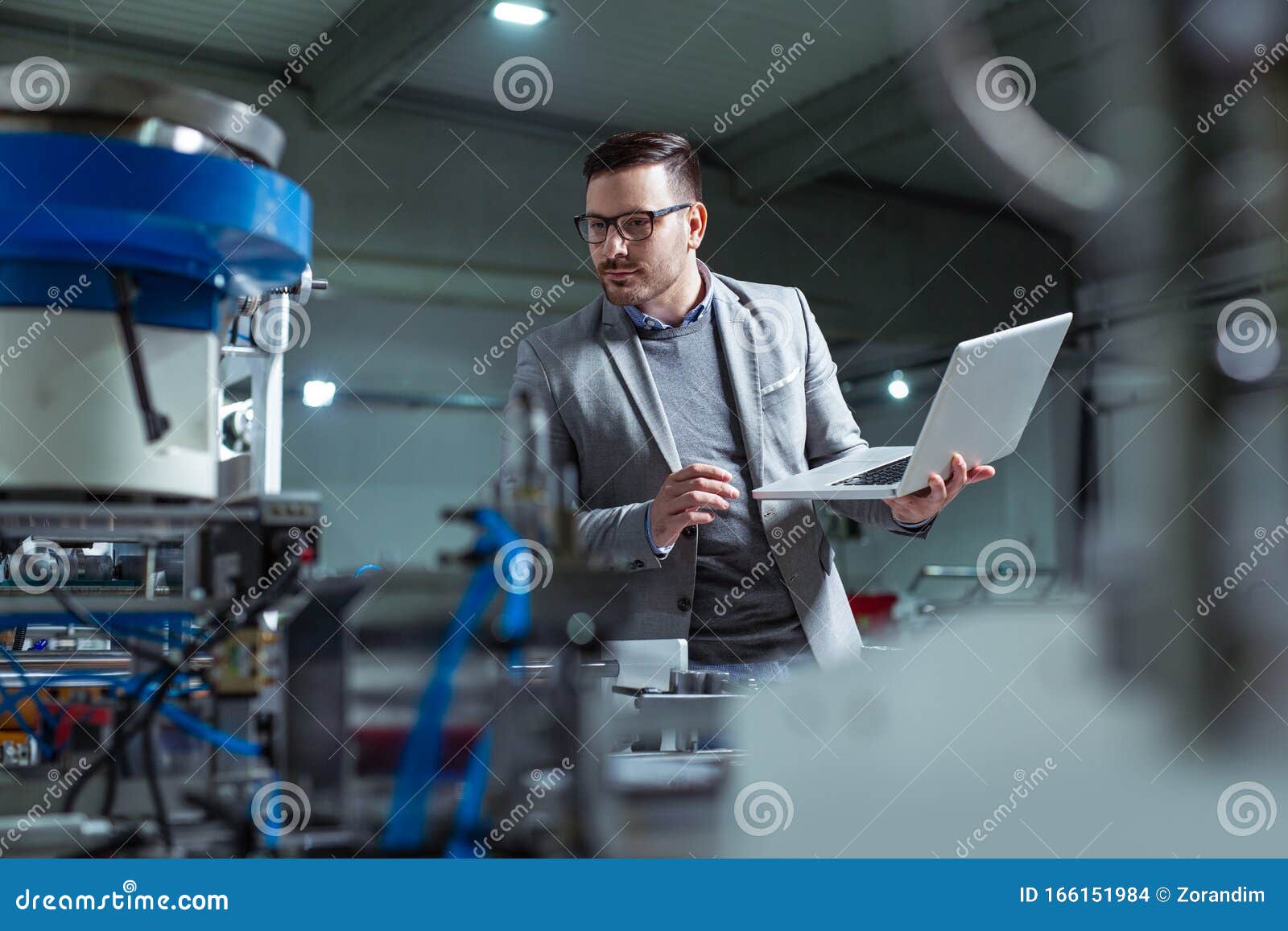 Manager Industrial Engineer Using Laptop Check and Control Automation ...