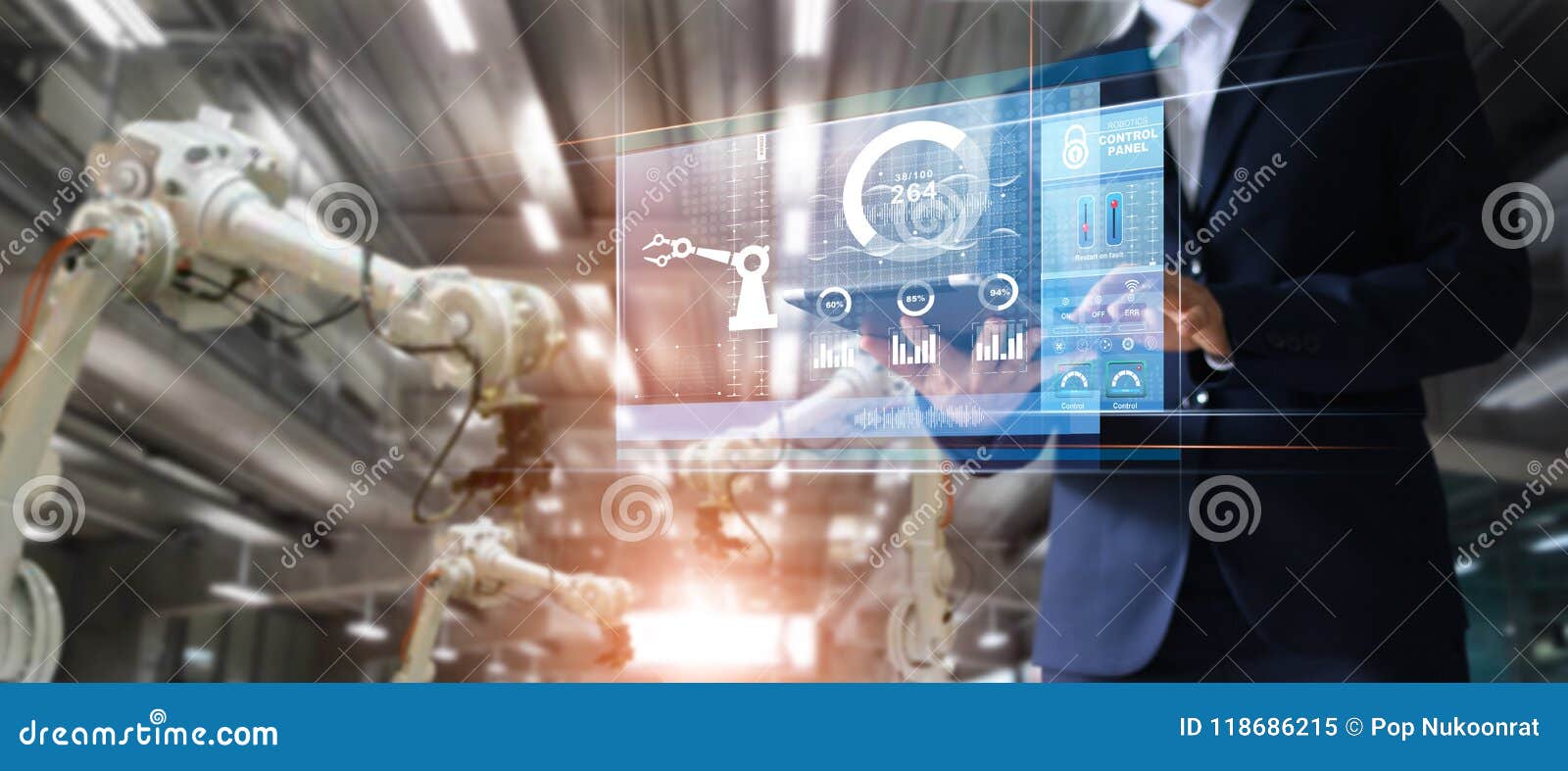 Manager Industrial Engineer Using Tablet Check and Control Auto Stock ...