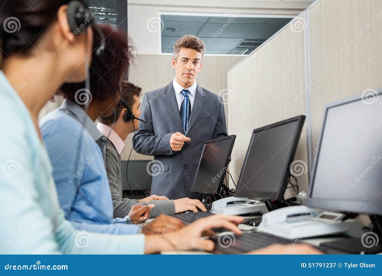 Manager Instructing Customer Service Stock Image - Image of callcenter ...