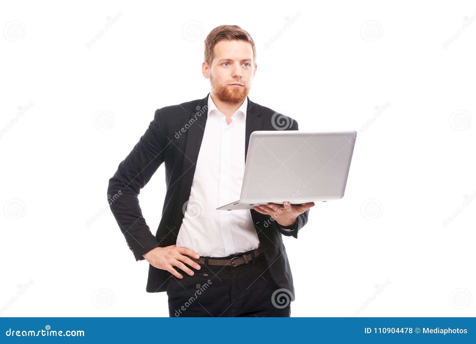 Manager with laptop stock photo. Image of isolated, internet - 110904478