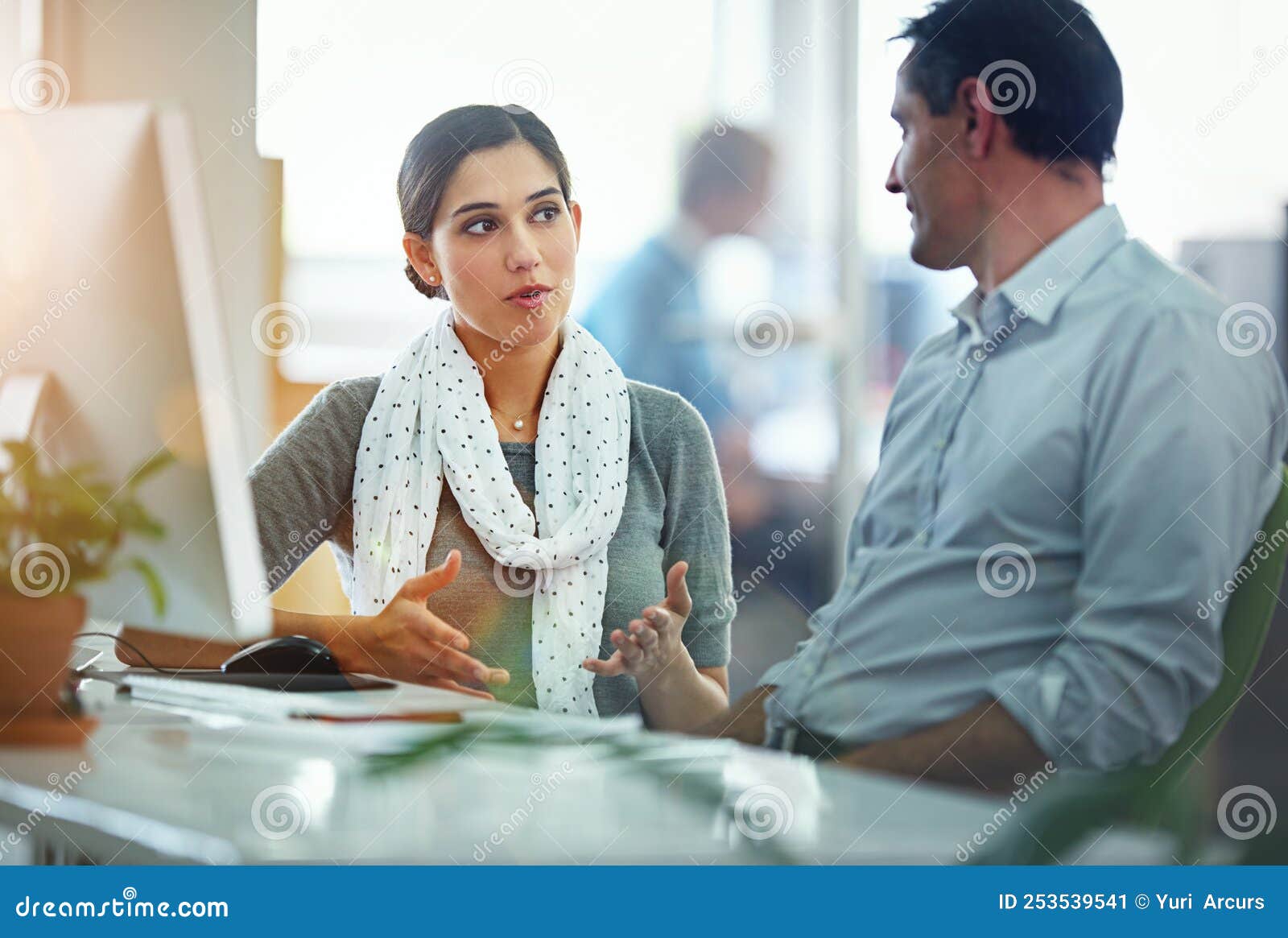 Manager, Leader or Boss Helping Creative Staff on a Computer To Plan ...