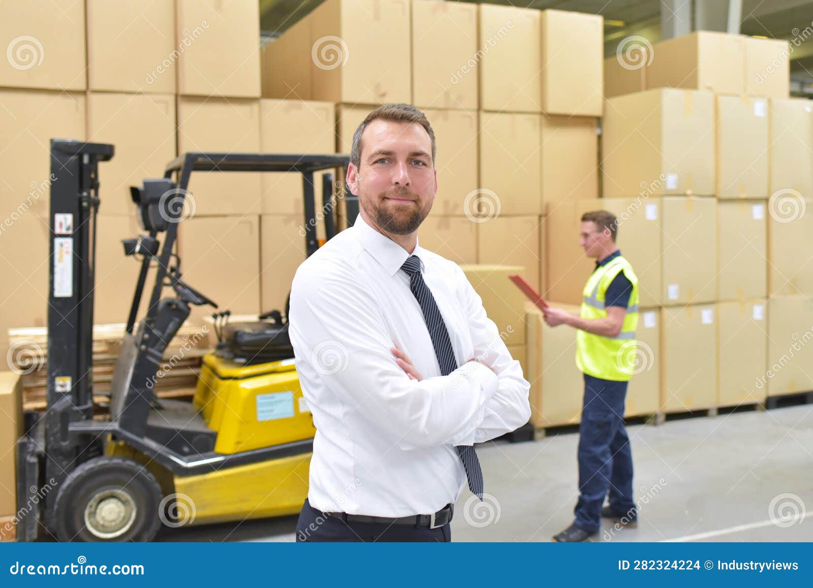 Manager of a Logistics Company Trading in a Warehouse Stock Photo ...