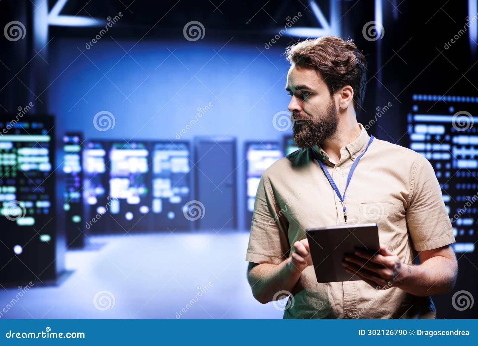 Manager Looking at Server Rigs Stock Photo - Image of manager, storage ...