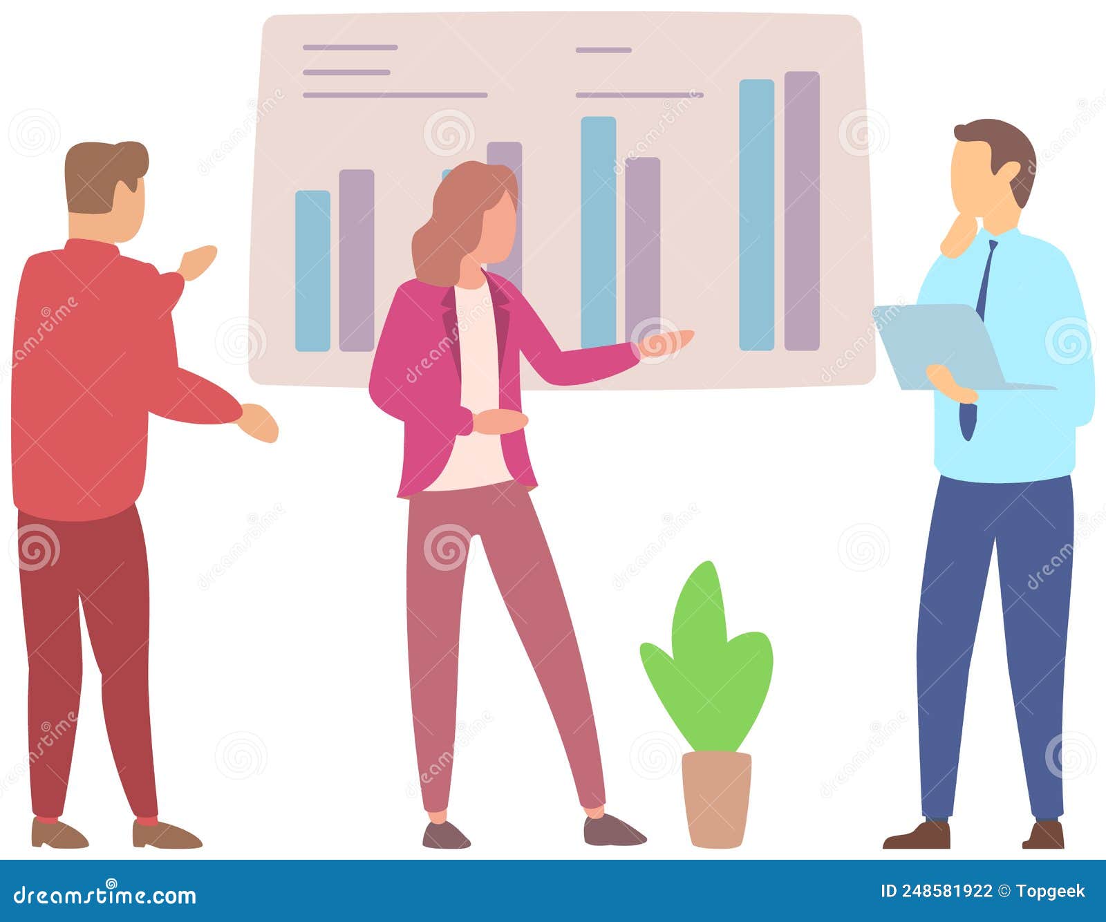 Manager Makes a Presentation of a Statistical Report. Analysis and ...